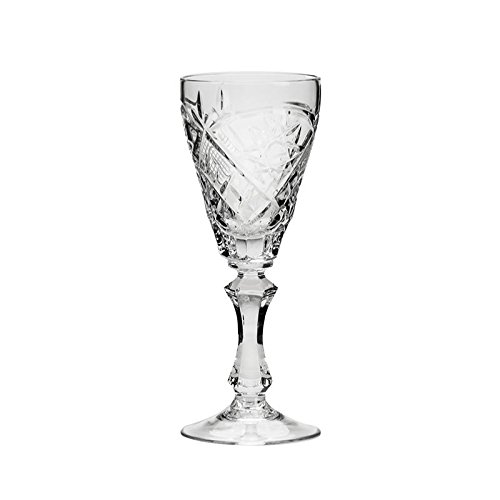 Neman Glassworks Set of 6 2-Oz Hand Made Vintage Russian Crystal Glasses, Liquo