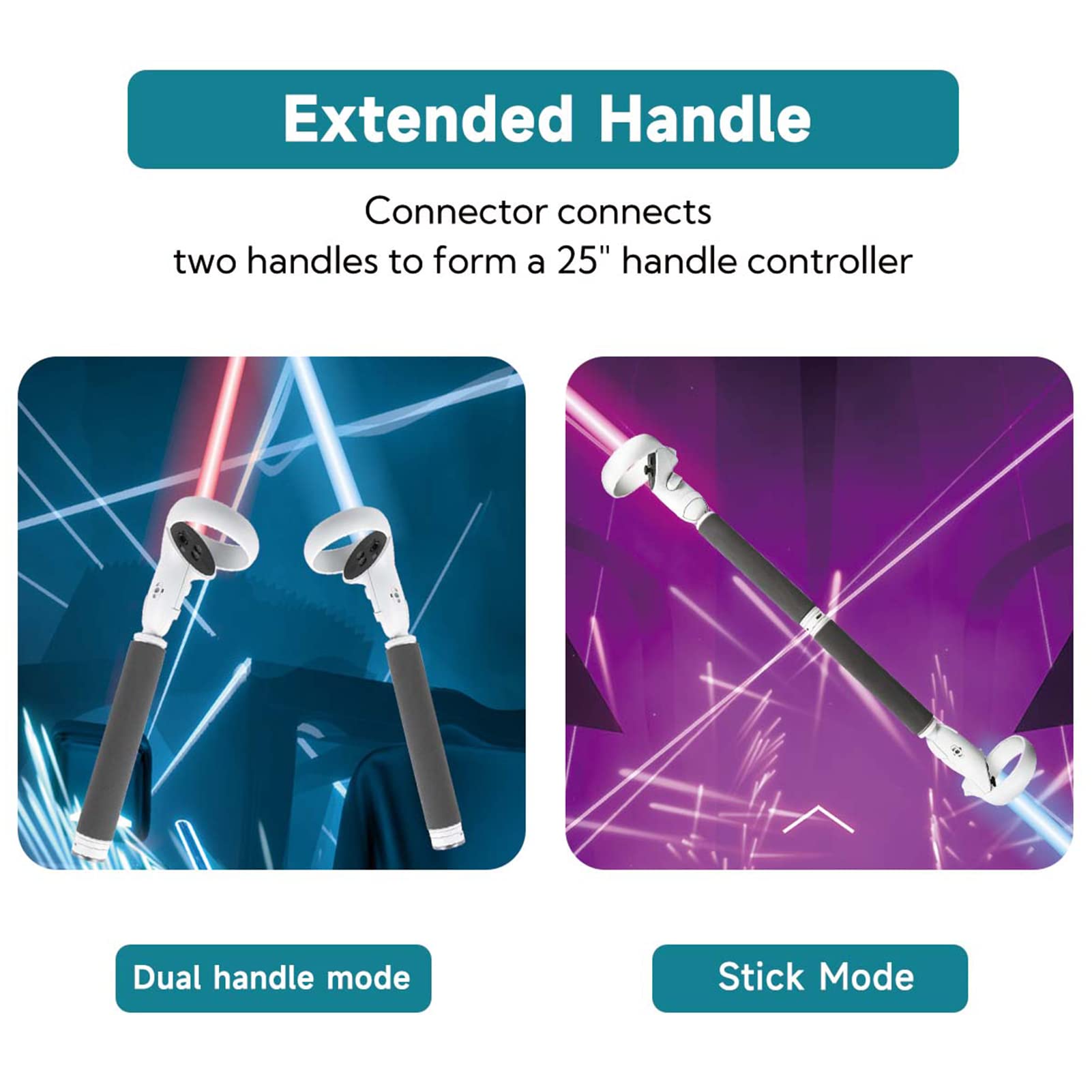 Okaycat BeatSaber Extension Handle Controller Grips Attachment for Oculus Quest 2, 2 in 1 Handle Play Gorilla Tag Golf Club/Supernatural Enhance VR Gaming