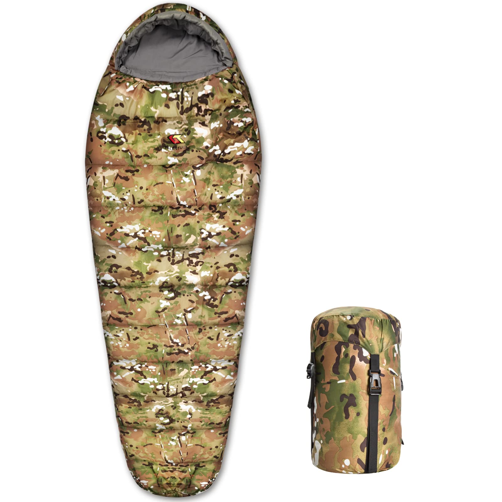 Mummy Sleeping Bag, TALENTUSER Sleeping Bag 0-20 Degree with Carrying Bag Portable for Adults Camping Traveling Hiking, Camouflage