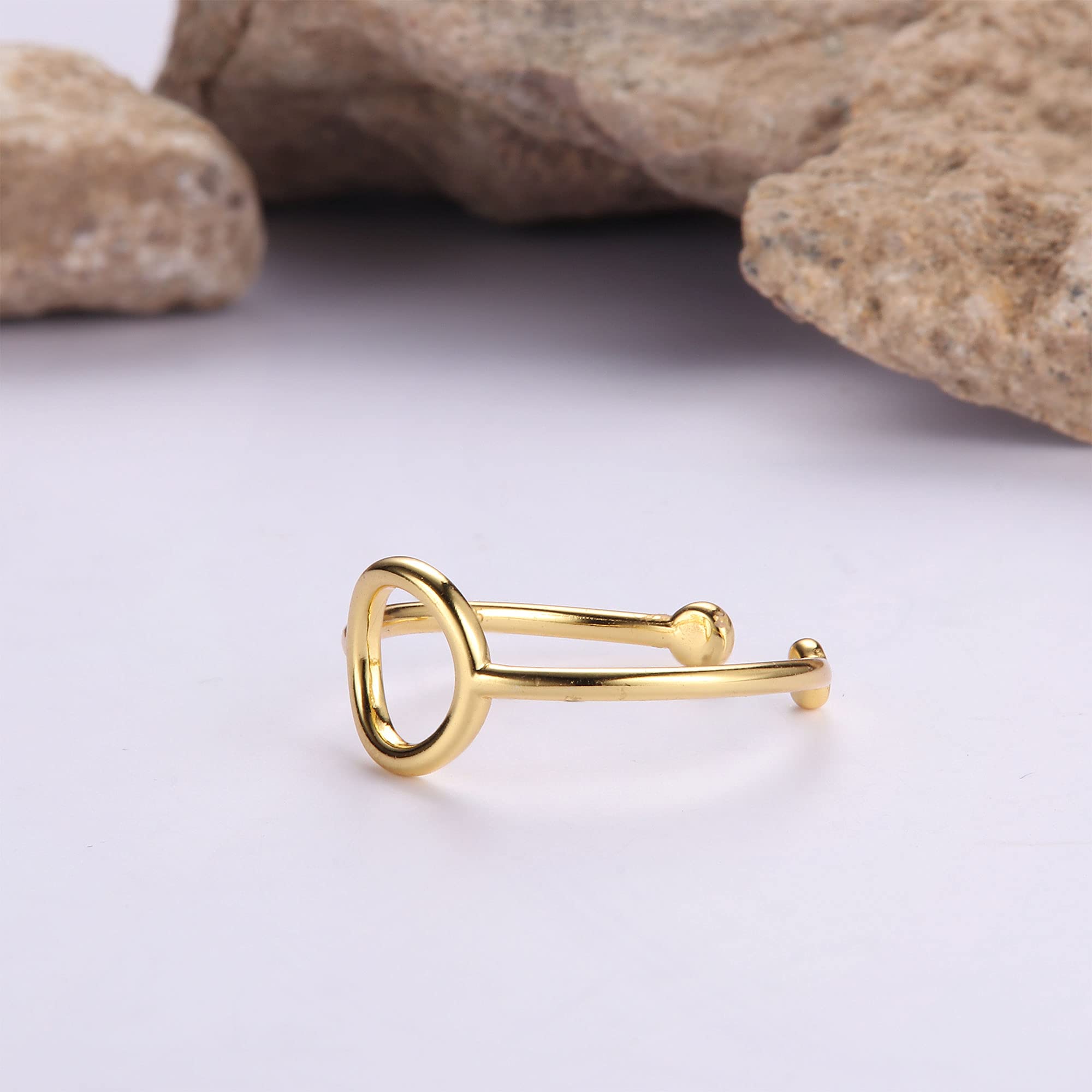 MILACOLATO 925 Sterling Silver Circle Rings 18K Yellow Gold Plated Stackable Rings Adjustable Karma Statement Rings for Womenn