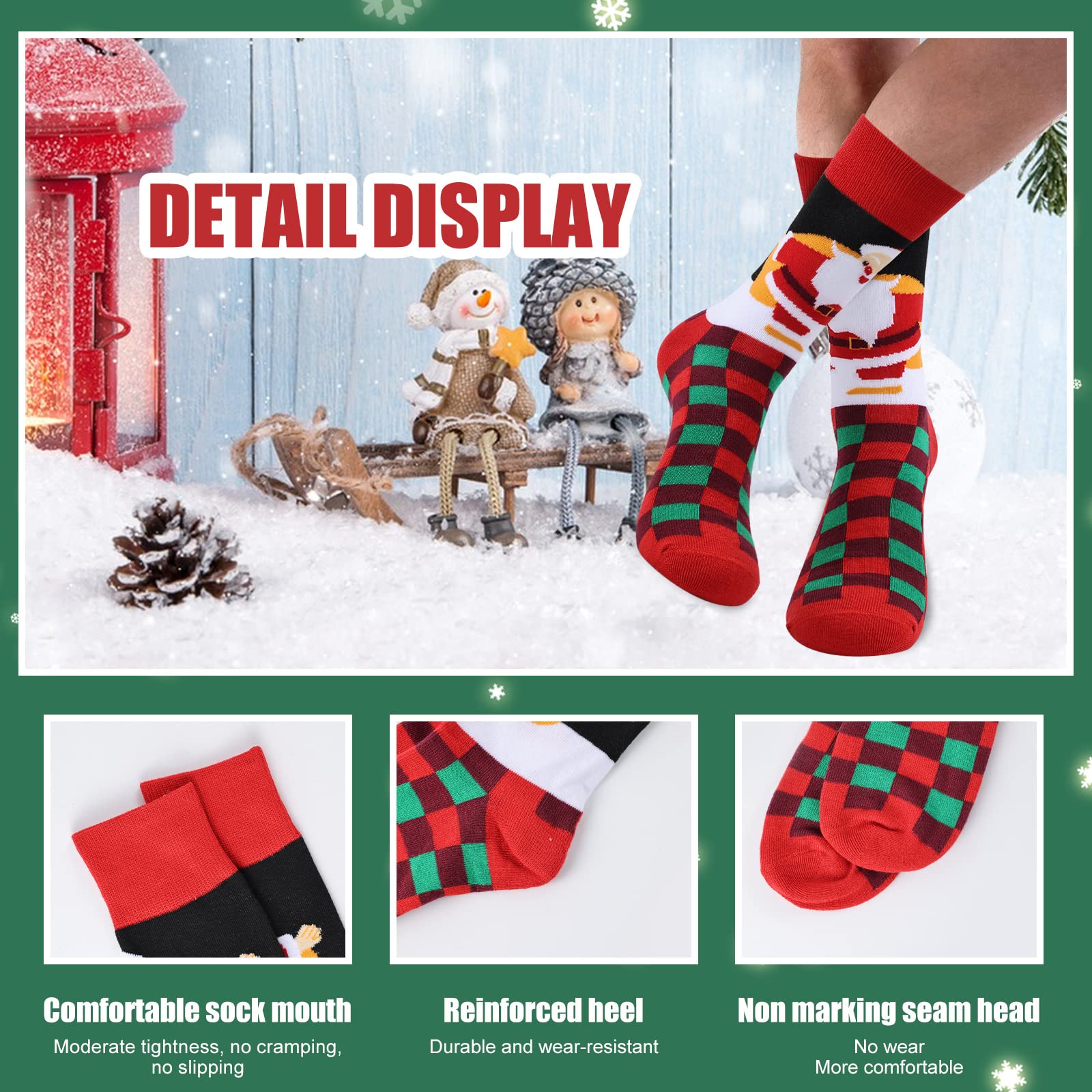 Moonlight Manor Christmas Socks For Men, 6 Pack Mens Christmas Socks, Xmas Crew Socks US Size 6-13
