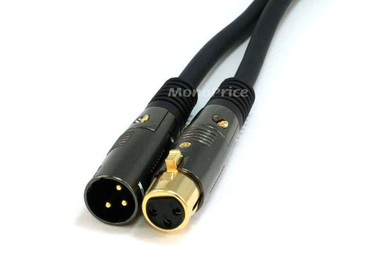 Monoprice XLR Male to XLR Female Cable - 100 Feet - Black, 16AWG, Gold Plated, Microphone & Interconnect - Stage Right Series