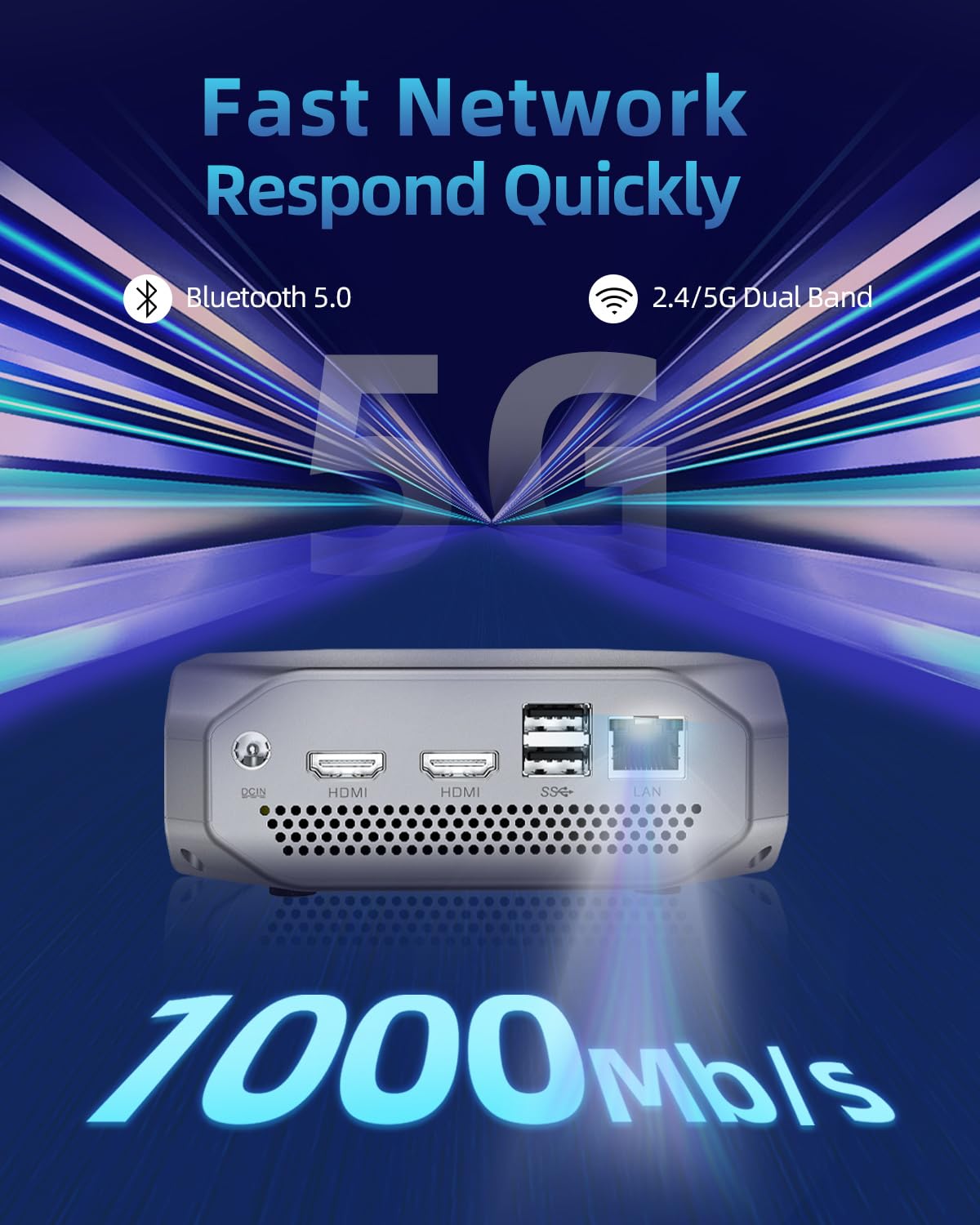 MOMENTPLUS A9 9400 Mini PC, AMD A9 9400 (up to 3.2 Ghz) Mini Computer 8GB RAM 128GB SSD Micro PC with Dual 4K HDMI WIFI5.0 Bluetooth 4.0 USB-C USB 3.0 Auto Power On AMD Mini PC