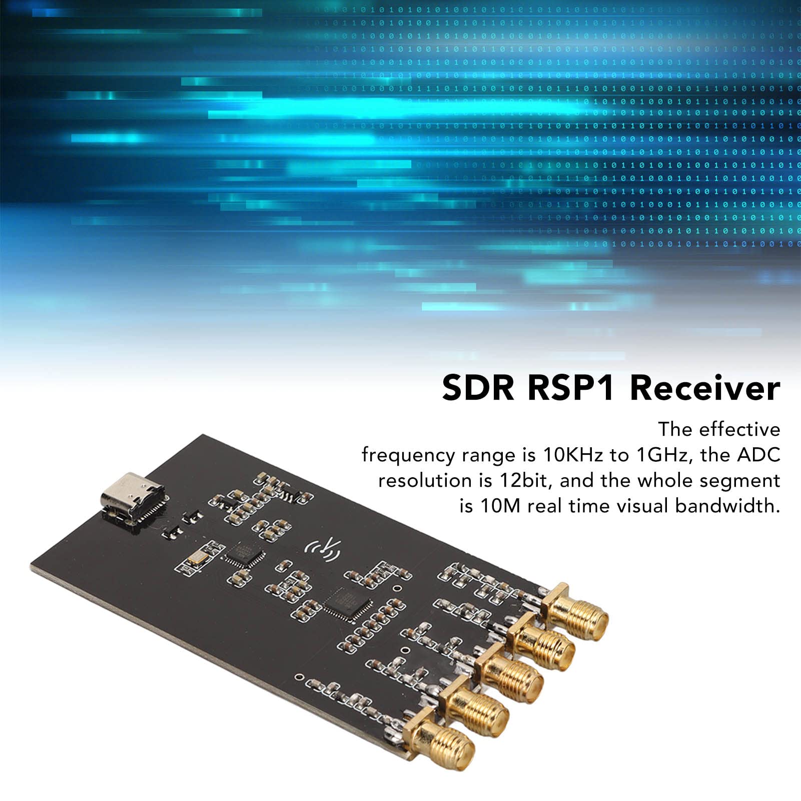 Pomya SDR RSP1 Radio Receiver, 10KHz‑1GHz Ham Radio Receiver for RSP HF AM FM SSB, ATc SSTV ISS Aviation Band Receiver for Win, for Linux, for Android