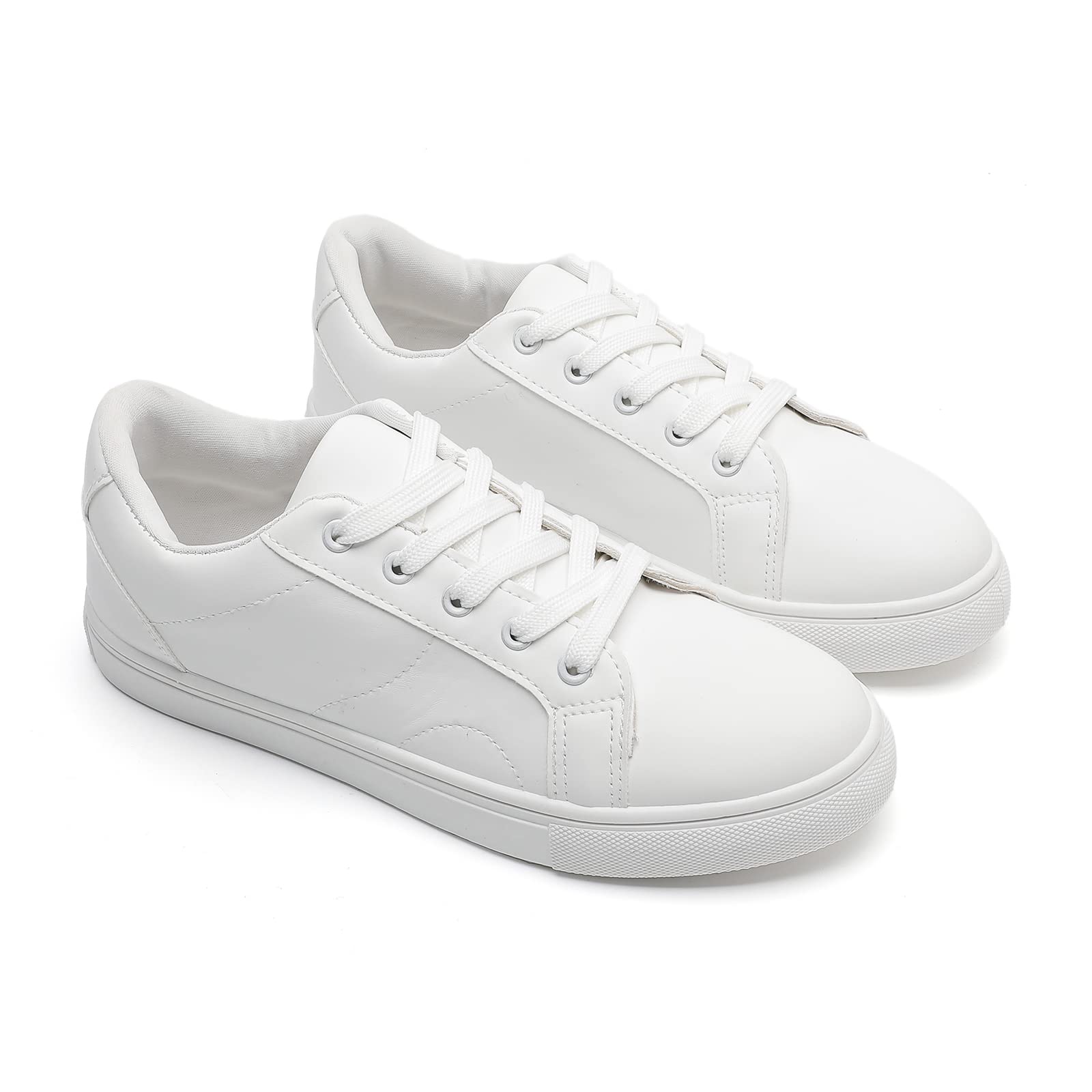 MEMON Women Platform Sneakers White Comfortable Walking Casual Lace Up Fashion Sneakers(ME2305-White-39)