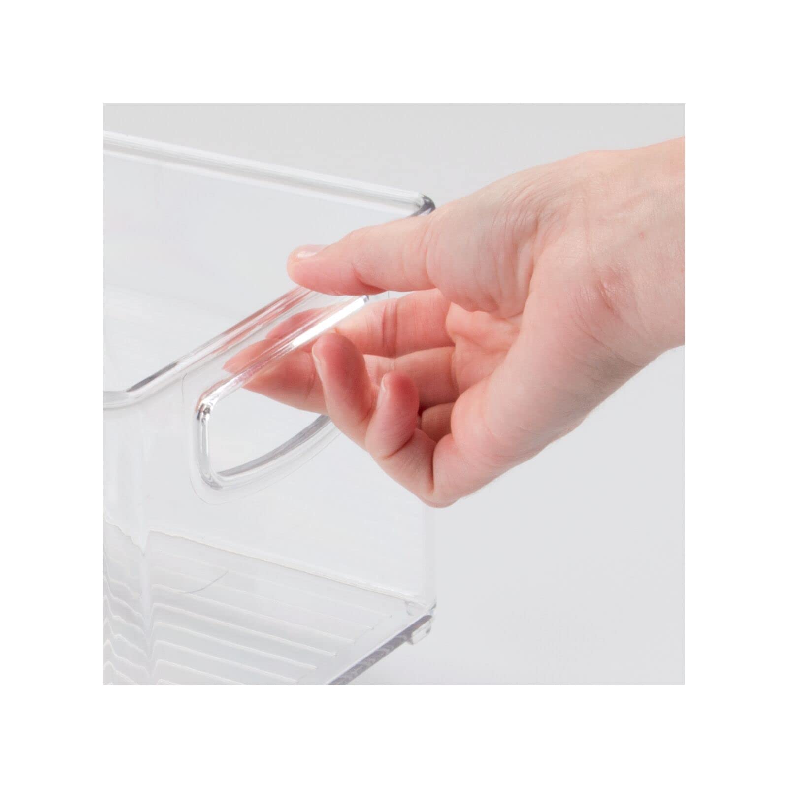 mDesign Plastic Stackable Bin with Handles and 11.5" Round Fluted Lazy Susan Turntable Plastic Spinner Combo Set for Organization in Bathroom, Closet, Cabinet, or Vanity Countertop - Set of 2 - Clear