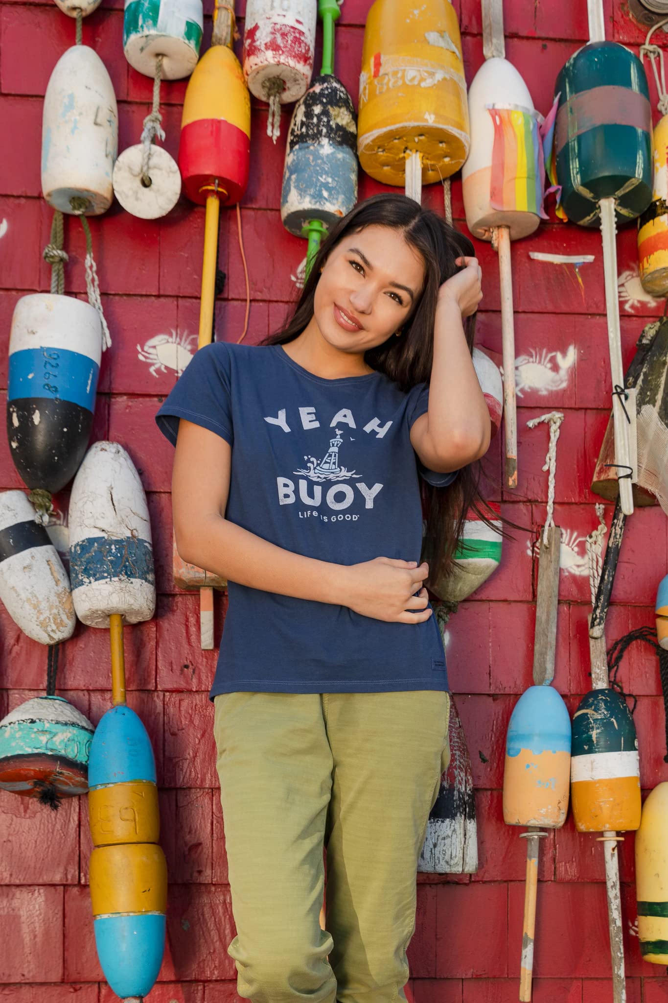 Life is Good Women's Crusher Graphic T-Shirt Yeah Buoy, Darkest Blue, XXX-Large