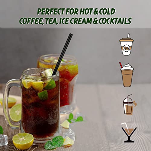 Party Bargains Disposable Coffee Stirrers 5", 360 Count, Black, Plastic Drink Stirrer Sticks, Cocktail Straws Bar Accessories, Hot Chocolate, Tea, Espresso Mixer, Cafes, Bistros, Hot Cold Beverages