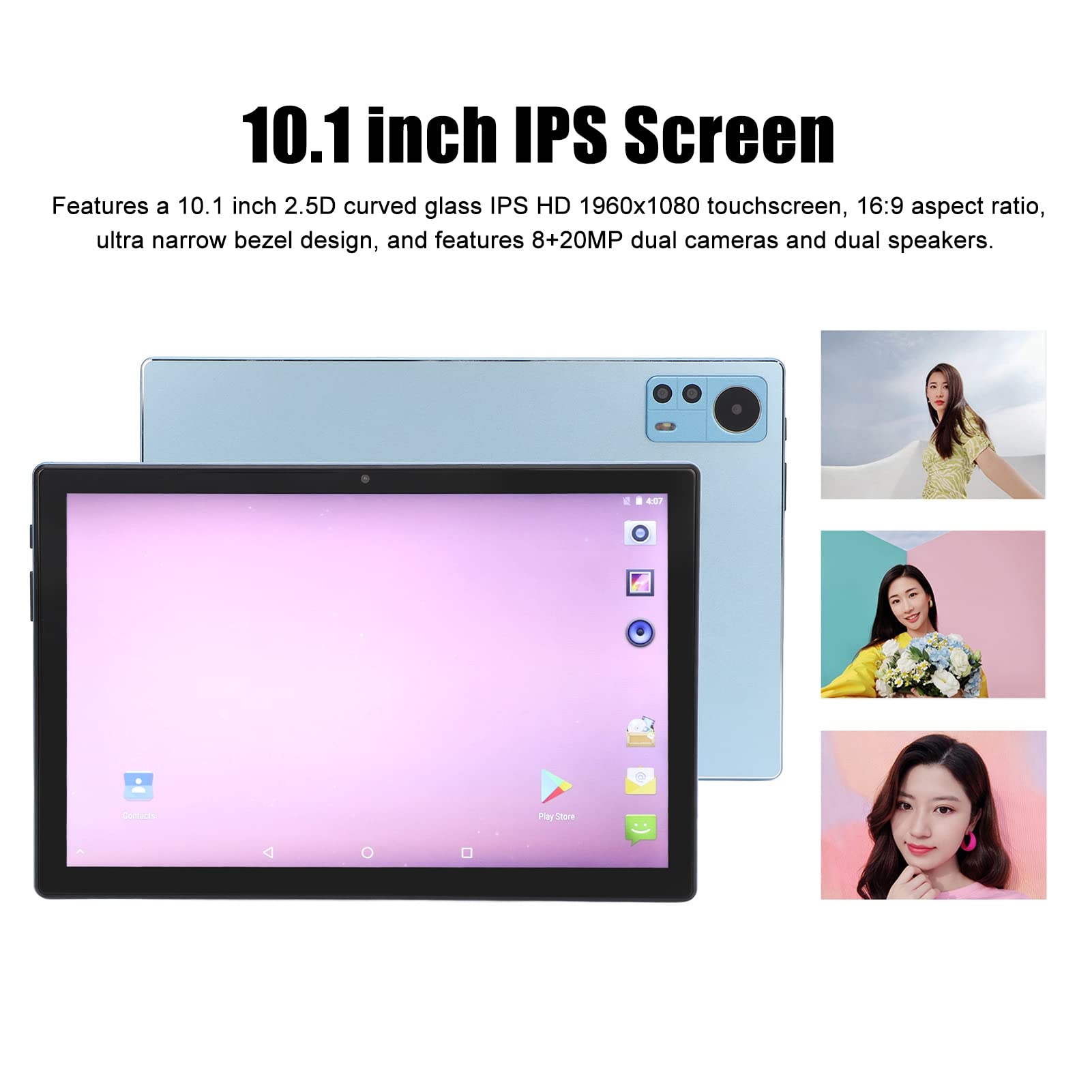 MAVIS LAVEN Tablet PC, 1960x1080 IPS Screen 10.1 Inch Tablet Octa Core Processor 8G RAM 256G ROM for Travel (US Plug)