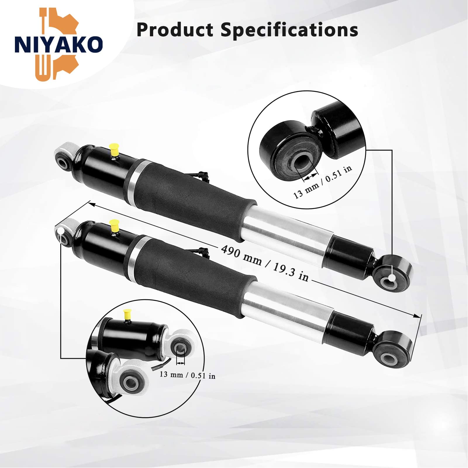Niyako Rear Air Shock Absorbers Replacement# πππ-ππππ ππππππππ ππππππππ ππππππππ ππππππππ Fit 2015-2021 Chevy Tahoe Suburban Cadillac Escalade ESV GMC Yukon XL