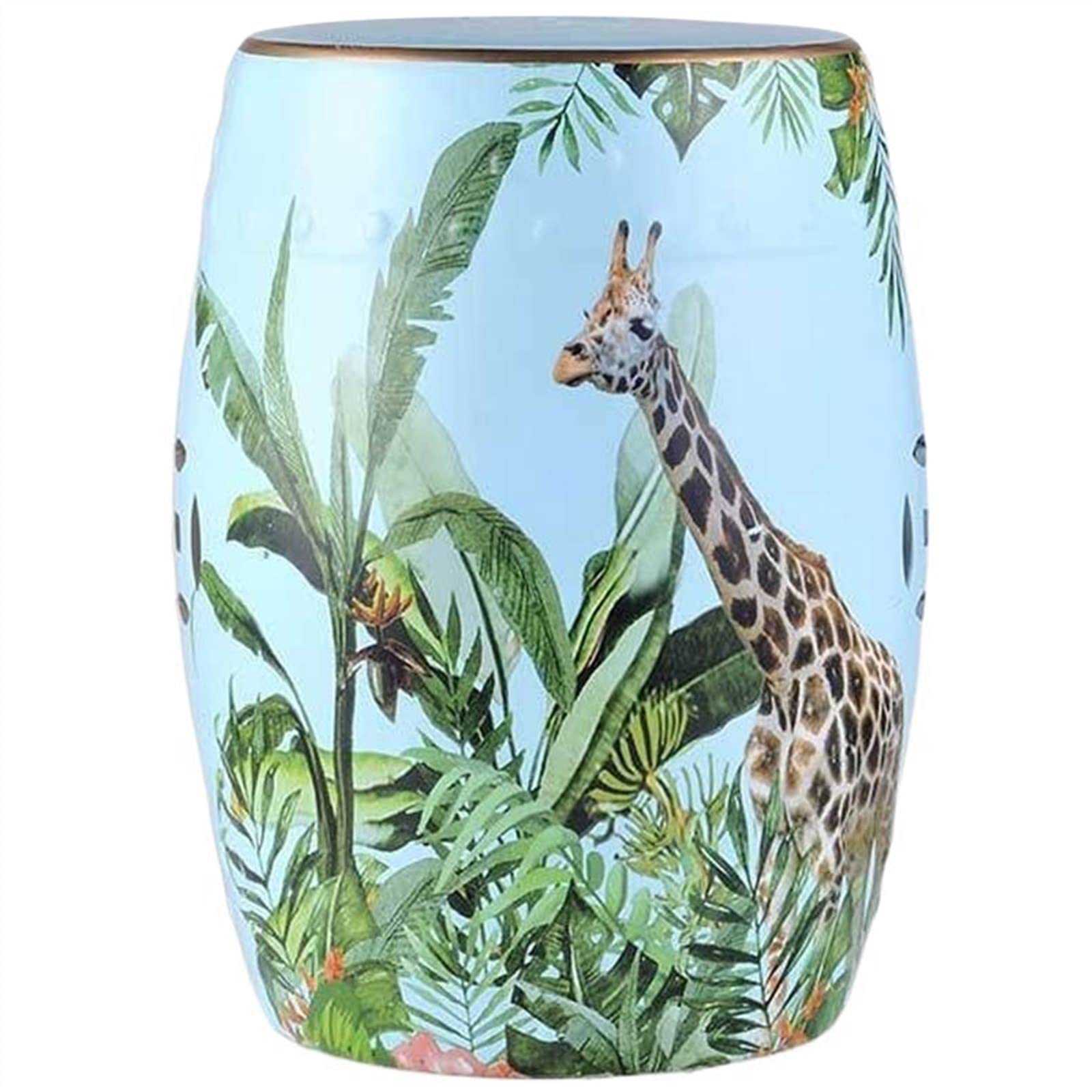 JIADIAONI Decorative Ceramic Garden Stool, Glazed Giraffe Side Table Changing Stool for Living Room, Balcony, Garden, Etc. (Color : Blue)