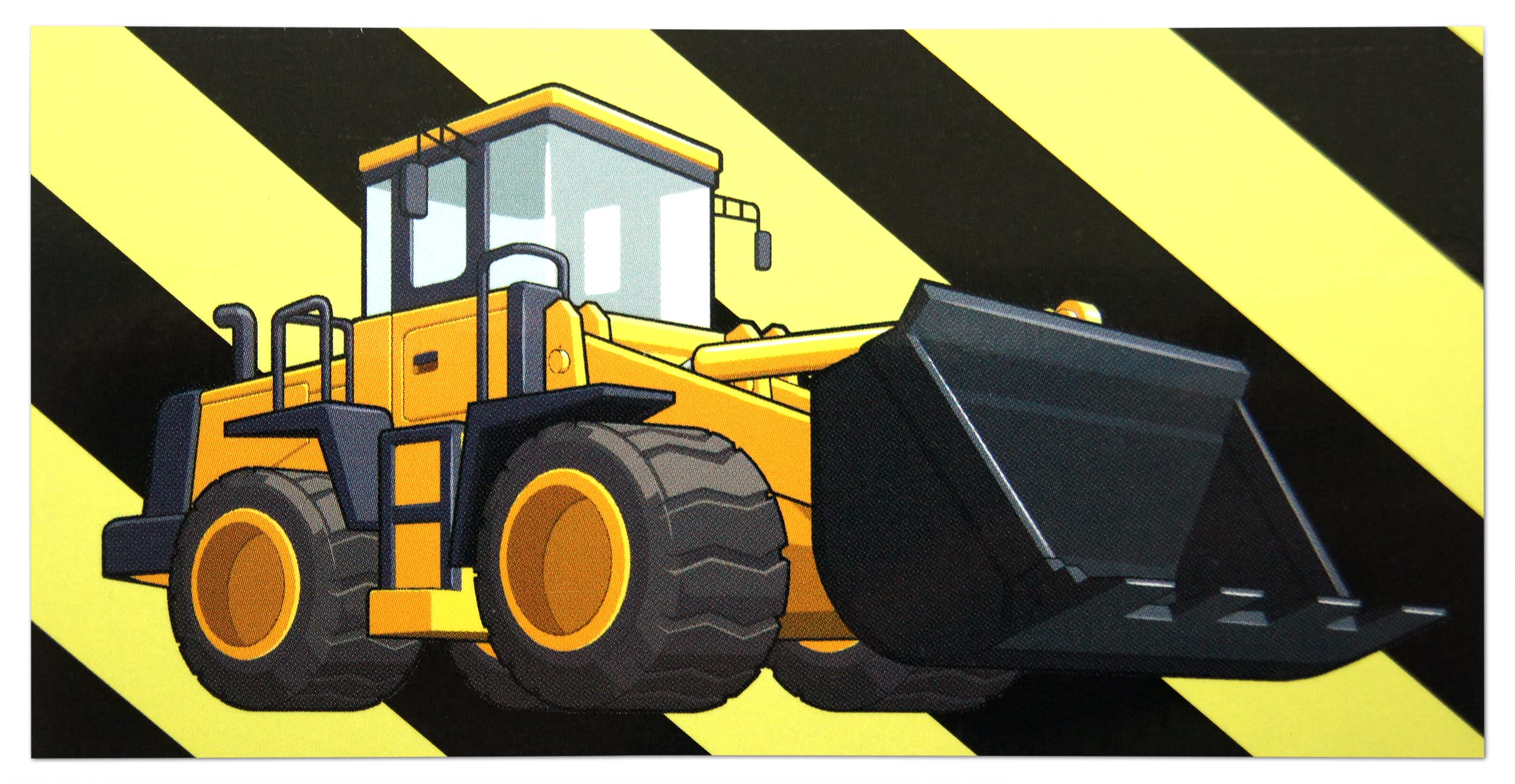 Novel Merk Construction Themed Small Rectangle Magnets Set Party Favors in Classic Dump Truck, Digger, Bulldozer, & Cement Truck Designs (12)