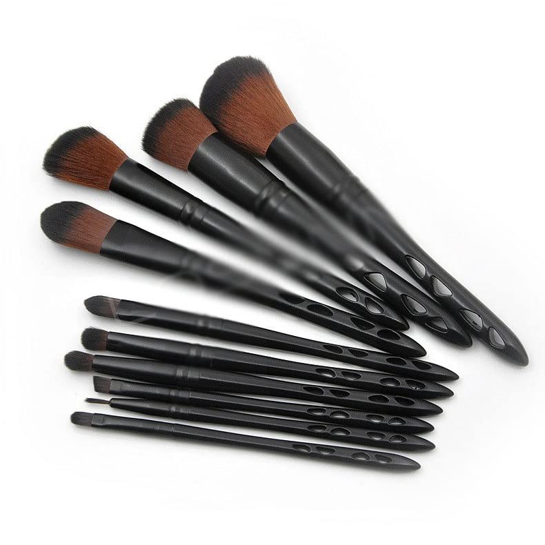 TREXD 10 Pieces Of Porous Makeup Brush Set, Black Barreled Eye Makeup Tools