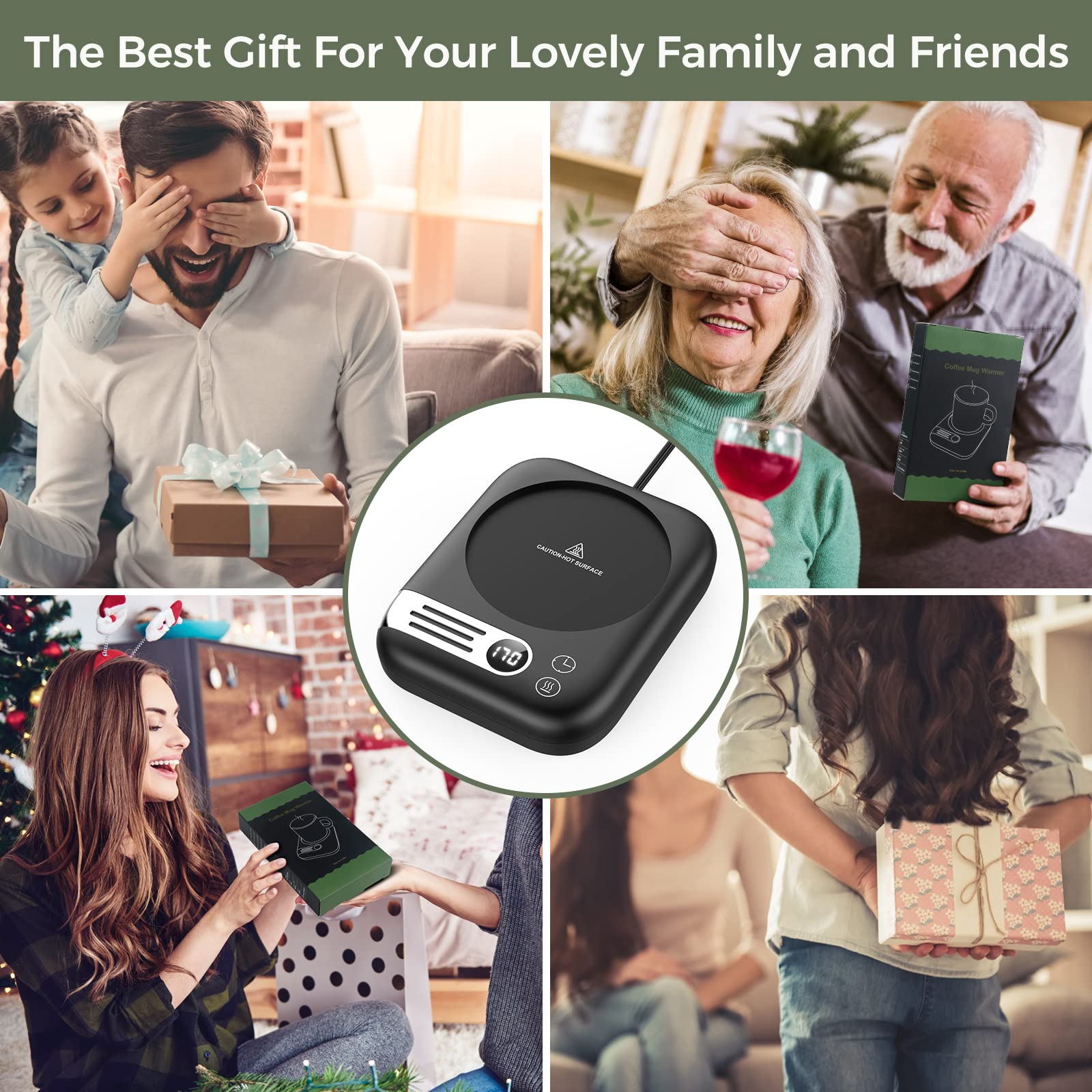 Mug Warmer, Coffee Mug Warmer with 3 Temperature Settings, Coffee Warmer for Desk with Auto Shut Off, Coffee Cup Warmer with Digital Display, Smart Cup Warmer for Coffee/Milk/Tea/Beverage/Chocolate