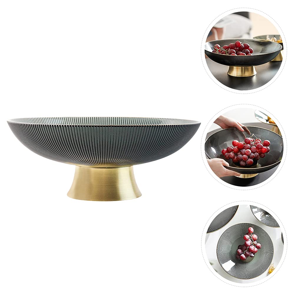 PartyKindom Tall Glass Fruit Tray Coffee Table Desktop Storage Bowl Household Food Container for Home/Wall/Room Decor