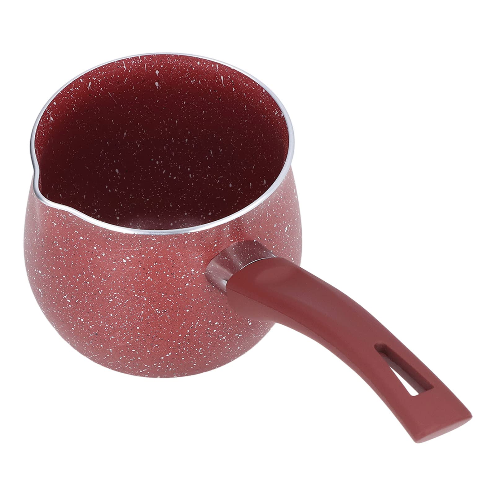 Mini Butter Warmer Pan, Small Sauce Pan With Pour Spout,Non Stick Milk Boiling Pot, Single Handle Coffee Warmer Pot Small Sauce Pan for Cooking,Boiling,Heating 3.9 Inches(Red)