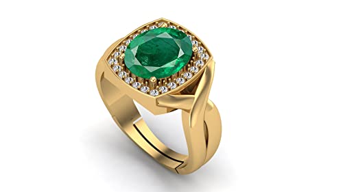 Mohit Gems 8.50 carat Panchdhatu Gold Plated Ring Adjustable Natural Gemstone Brilliant Design Ring (Emerald)