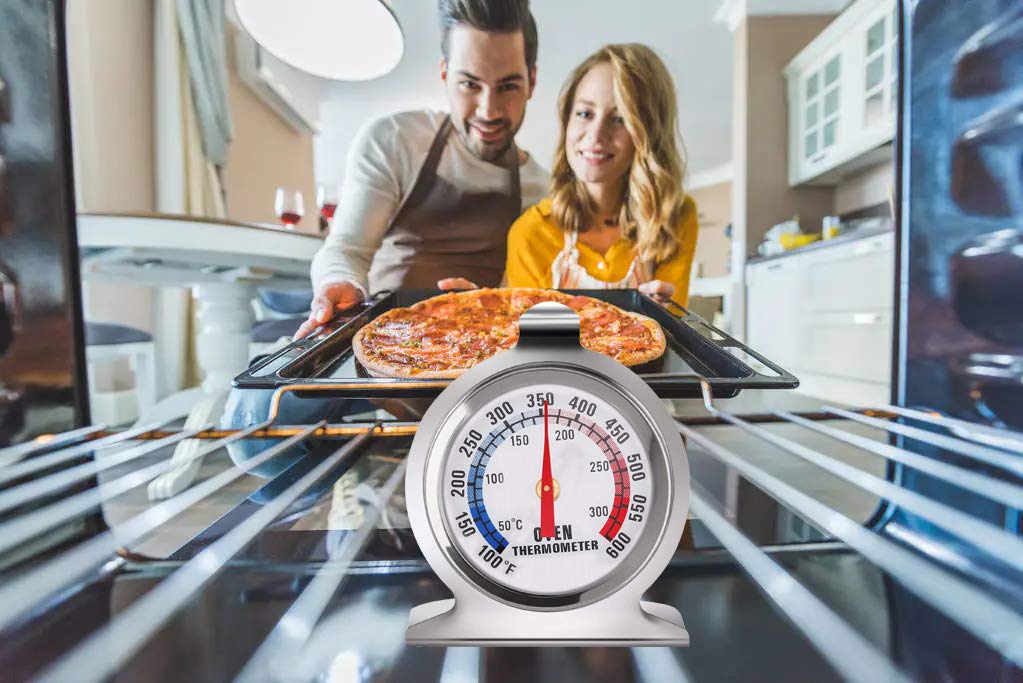 Oven Thermometer Oven Grill Fry Chef Smoker Thermometer Instant Read Stainless Steel Thermometer Kitchen Cooking Thermometer with Hook and Panel Base Hang For Kitchen Home Cooking Baking BBQ (2 Pack)