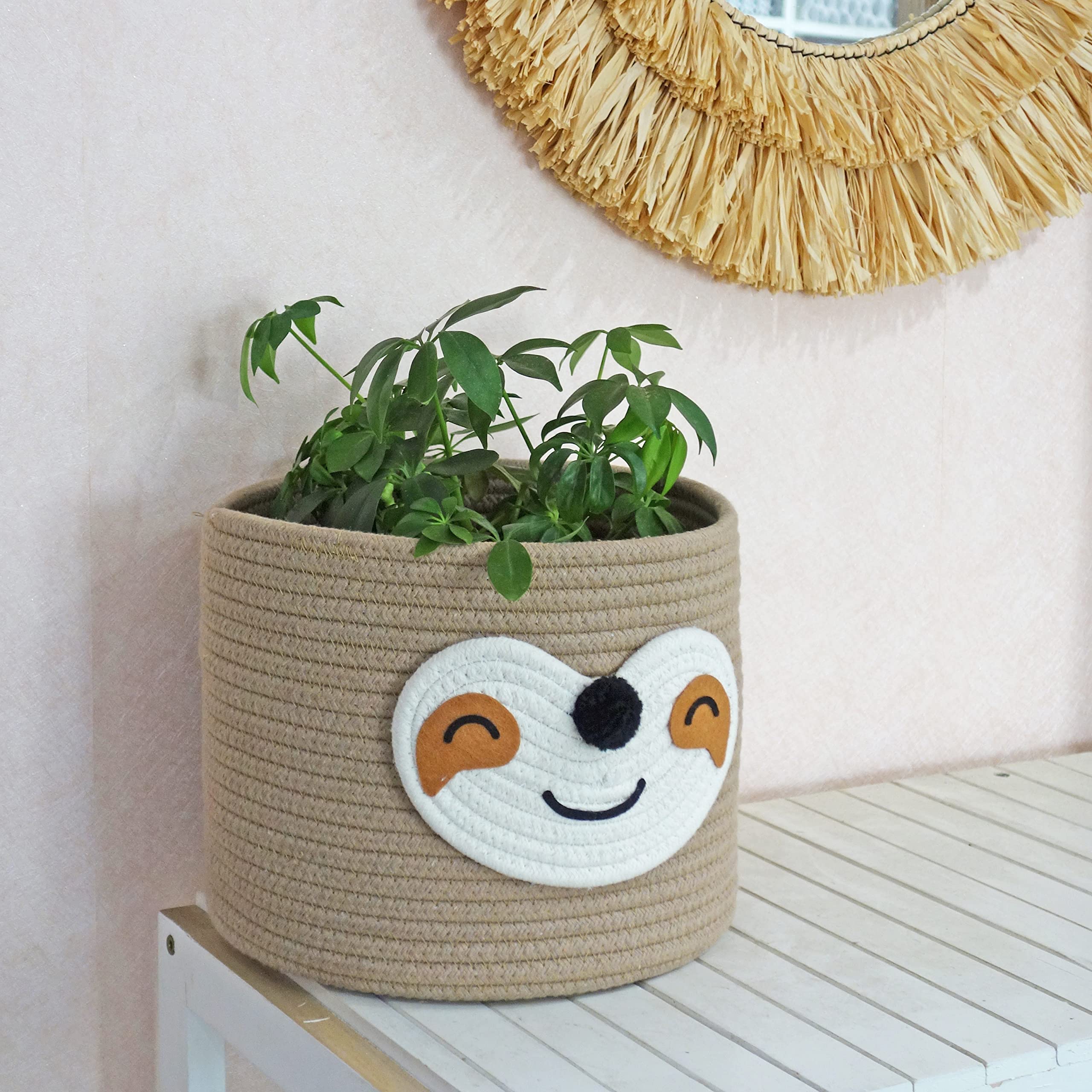 T&T Homewares Small Sloth Baskets for Baby Diaper Organizer, Nursery Storage, Nursery Room Decor, Kids Room Organizer, Pet Toy Storage