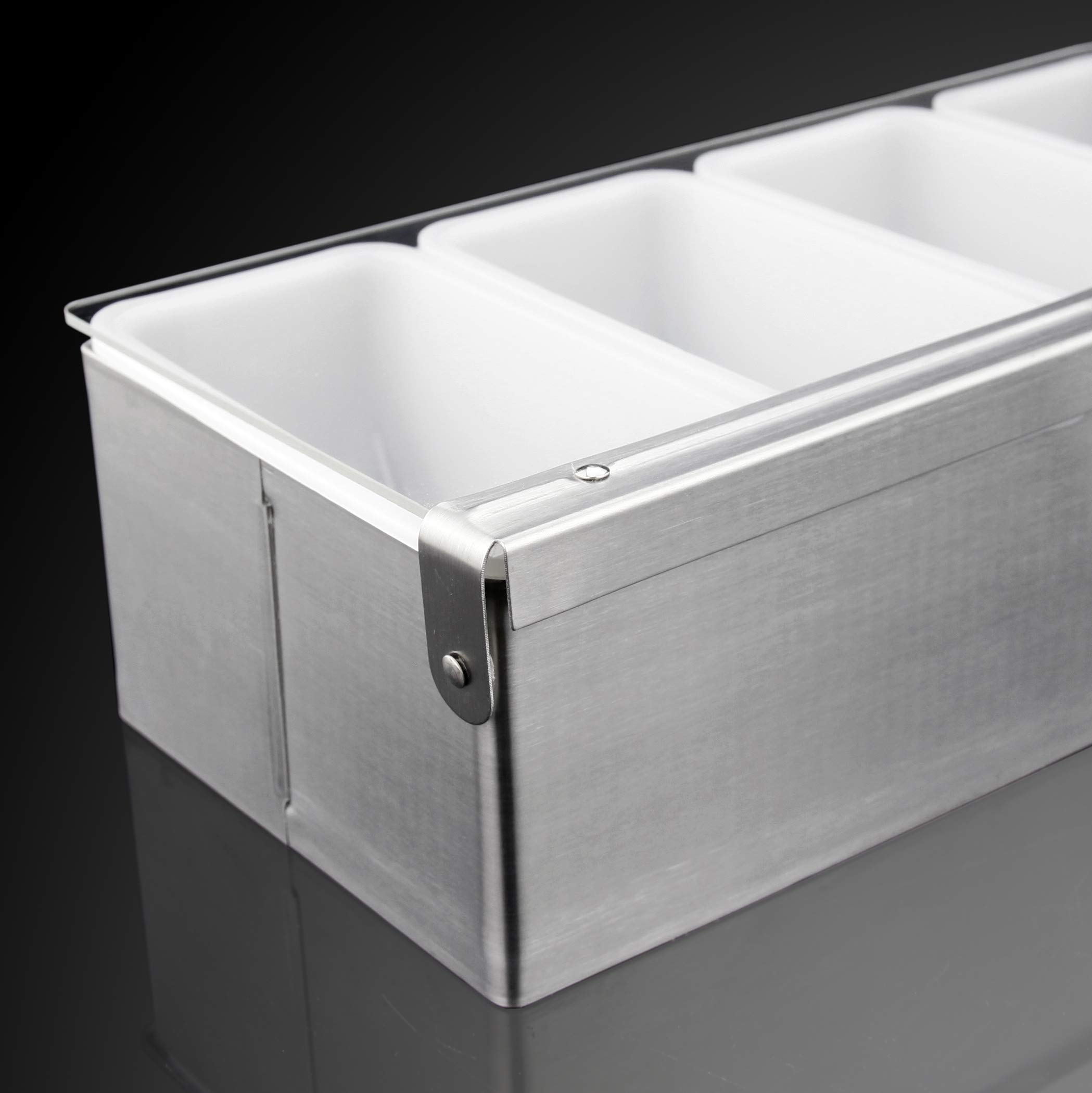 New Star Foodservice 48032 Stainless Steel Condiment Dispenser with 5 Compartments (NO ICE Tray Included)