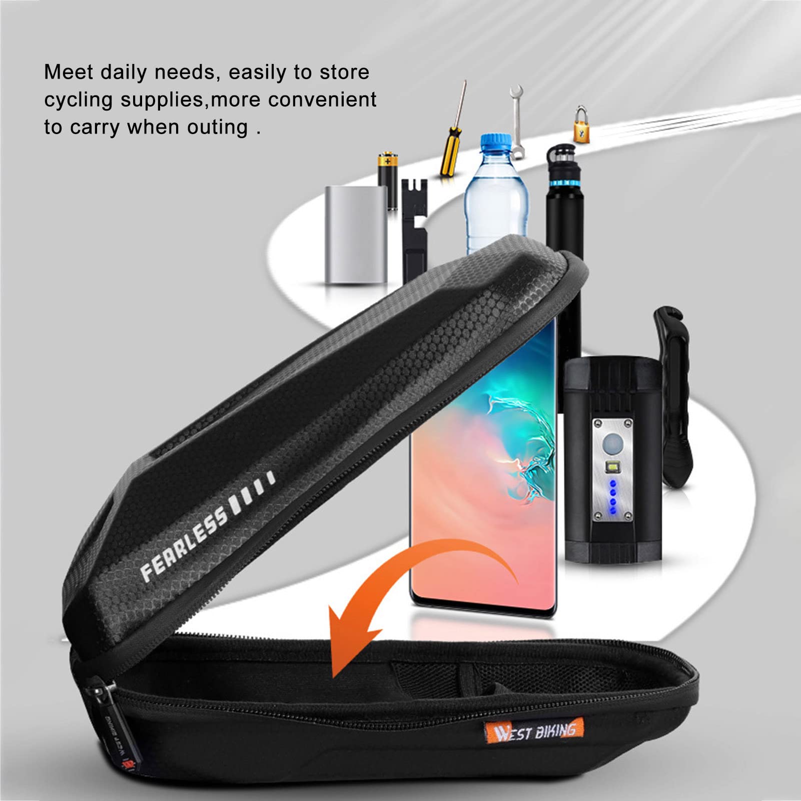 pologmase Frame Bag,EVA Hard Shell Bicycle Bag with Reflective Strip | Waterproof Front Tube Bag Bicycle Saddle Bag Bicycle Accessories, Bag Under Seat, Strap-on Seat Storage Bag