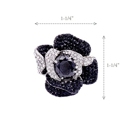 Lavencious Flower Shape CZ & Rhinestone Cocktail Stretch Ring Party Ring for Women (Purple)