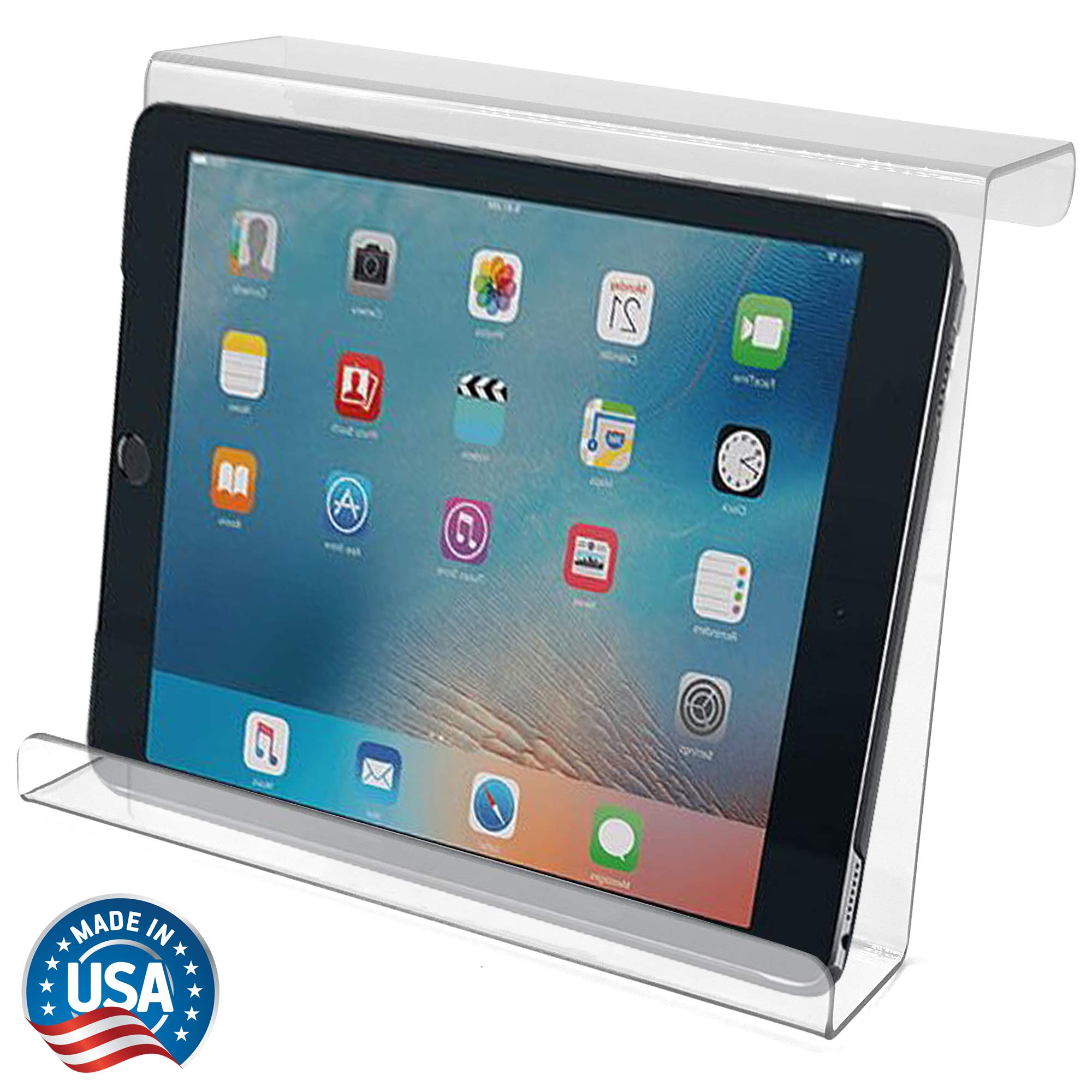 Made in The USA Acrylic Plexiglass iPad, eReader Treadmill Attachment Book Holder Reading Rack Book Holder,Treadmills,Rowers, Elipticals, Stationary Bikes, Climbers Etc. with Flat Display,