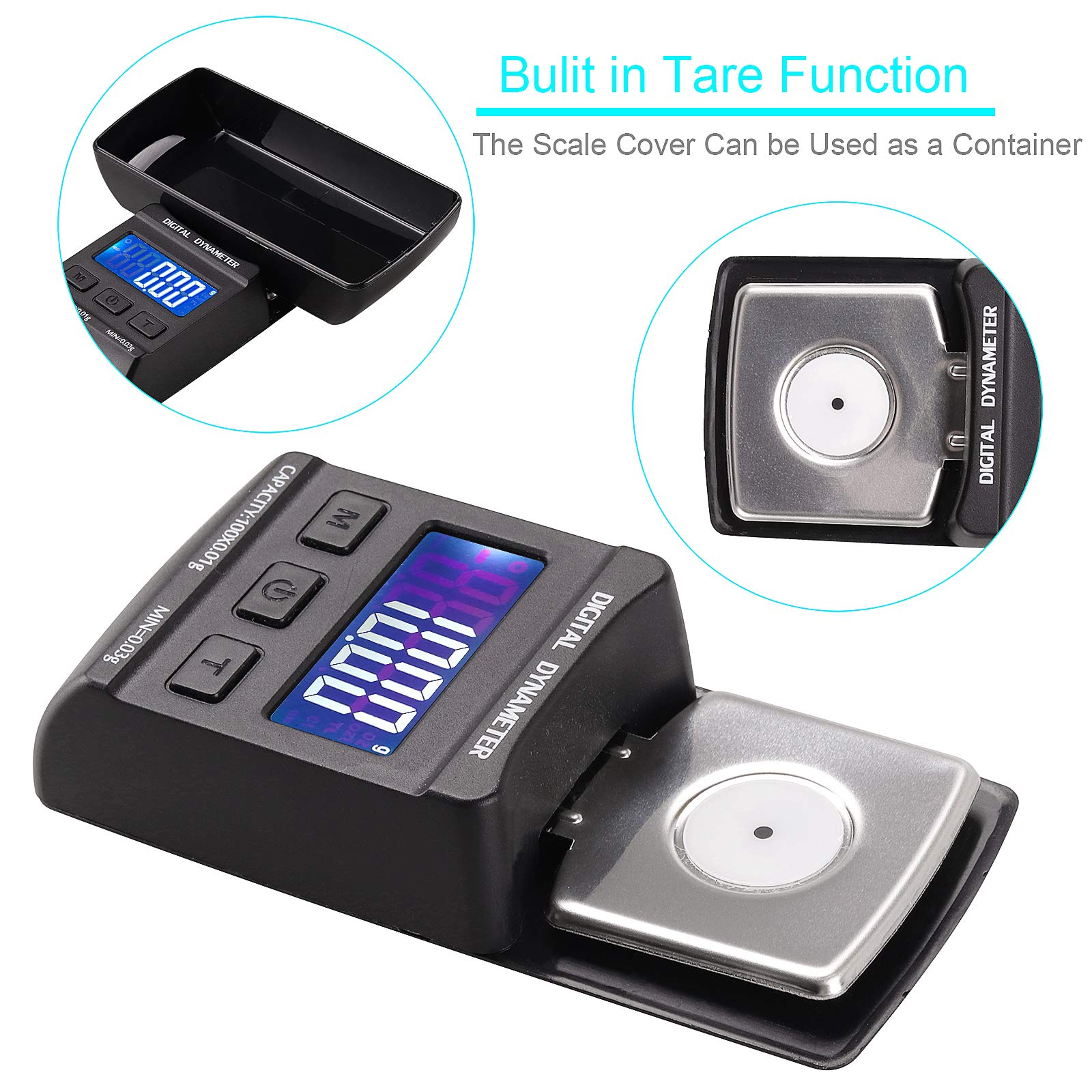 Kinstecks [New Version] 100g/0.01g Digital Turntable Stylus Force Scale LP Stylus Gauge Blue LCD Backlight Digital Scale with 10g Calibration Weight for Tonearm Phono Cartridge-Black