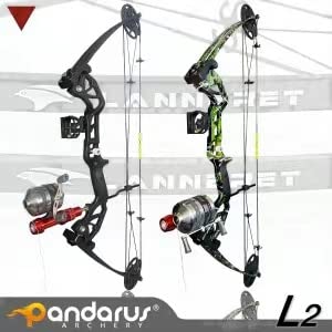 PANDARUS Bowfishing Bow Kit with Arrow Ready to Shoot Right Handed 15-45 LBS Draw Length 18"-29.5" Adjustable,Axle-to-Axle: 34.2",Complete Compound Bow Fishing Kit 2024 New(Black Left Handed)