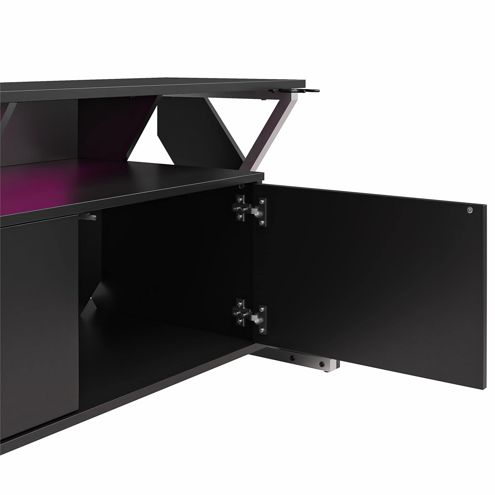 NTense Xtreme Gaming Console Stand with LED Light Kit for TVs up to 65", Black