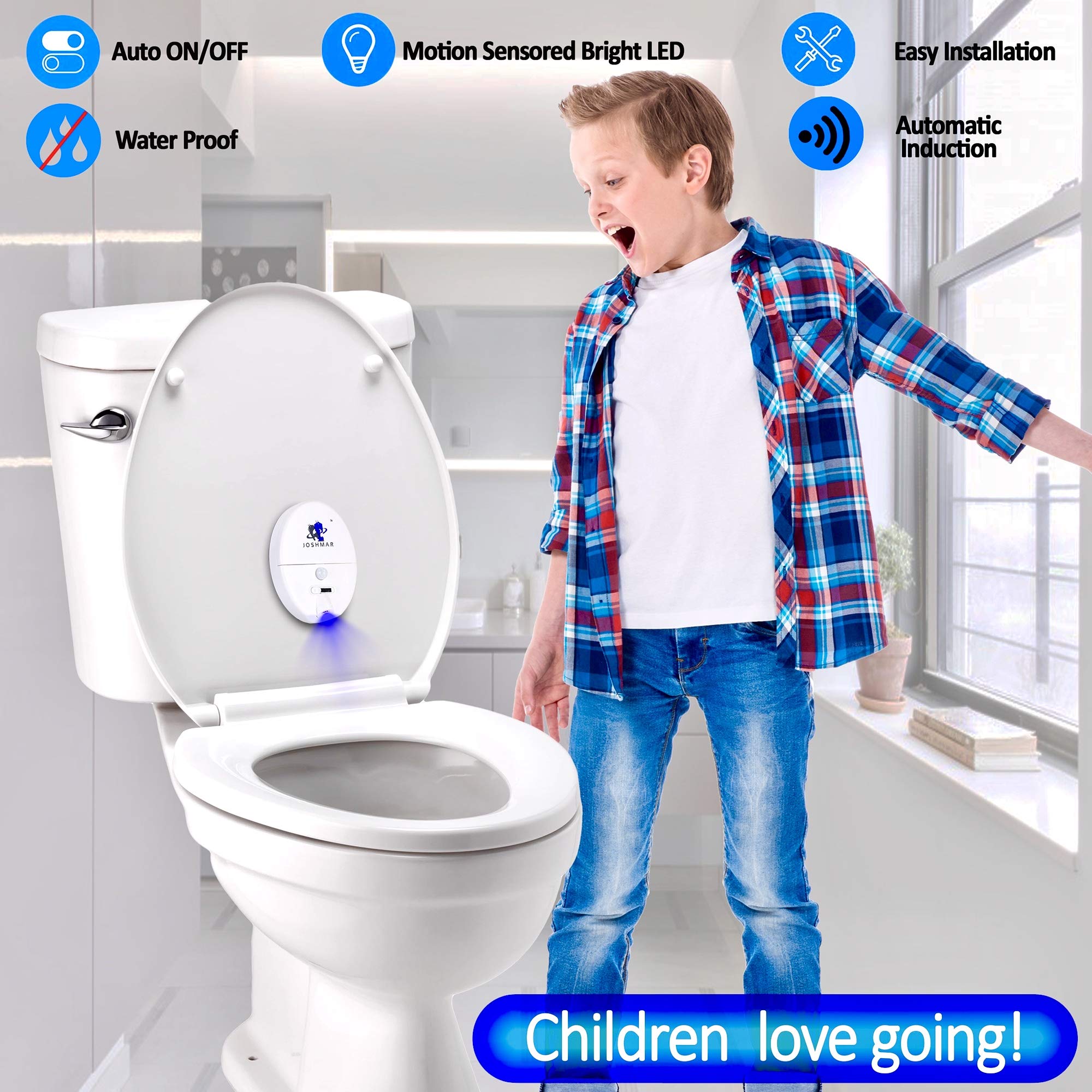 JOSHMAR Boy Potty Training Target Sensor Light - Easy Fast and Fun Learning. Perfect Toddler Potty Training with 6 Toilet Stickers as Gift for Children - Son, Nephews and Grandchildren. for All Ages.