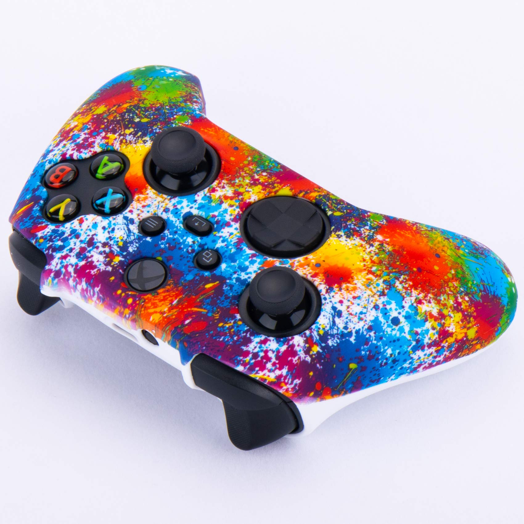 MXRC Silicone Rubber Printing Cover Skin Case x 1 Anti-Slip Customize for Xbox Series X/S Controller x 2(Rainbow Pack) + Thumb Grips x 8