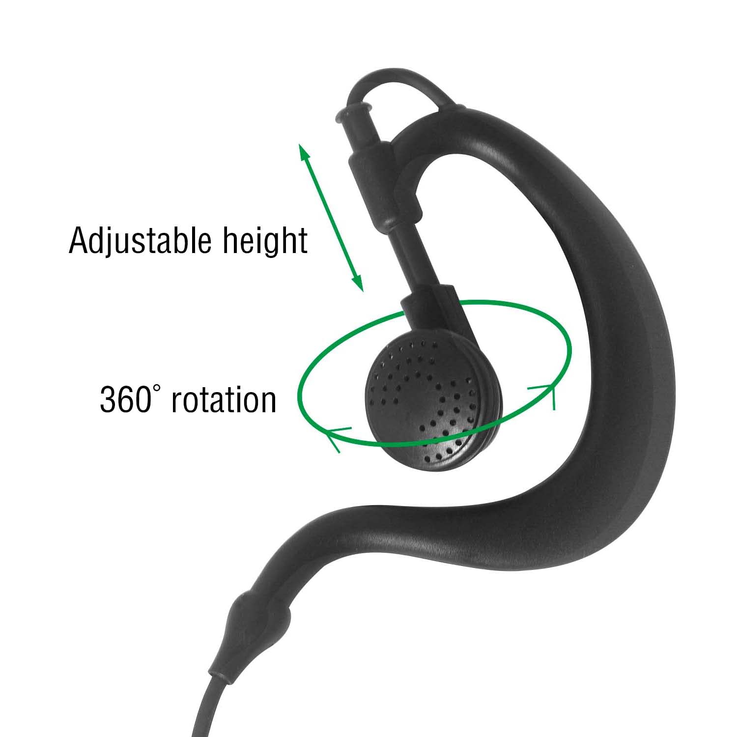 KANMIT Kenwood Earpiece Headset for Baofeng Walkie Talkie uv-5r uv-9r bf-888s bf-f8hp tk-2202 tk-2402 tk-3402 nx-200 nx-320 Icom Retevis Radio with PU G Shape Spring Wire ear-hook and PTT mic (2 pack)