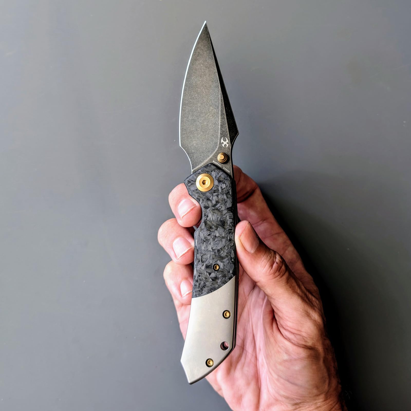 KANSEPT Fenrir Pocket Folding Knives for Men Women EDC Camping Folding Knives 3.48'' CPM-S35VN Blade with Shred Carbon Fiber Titanium Handle Everyday Carry K1034A1
