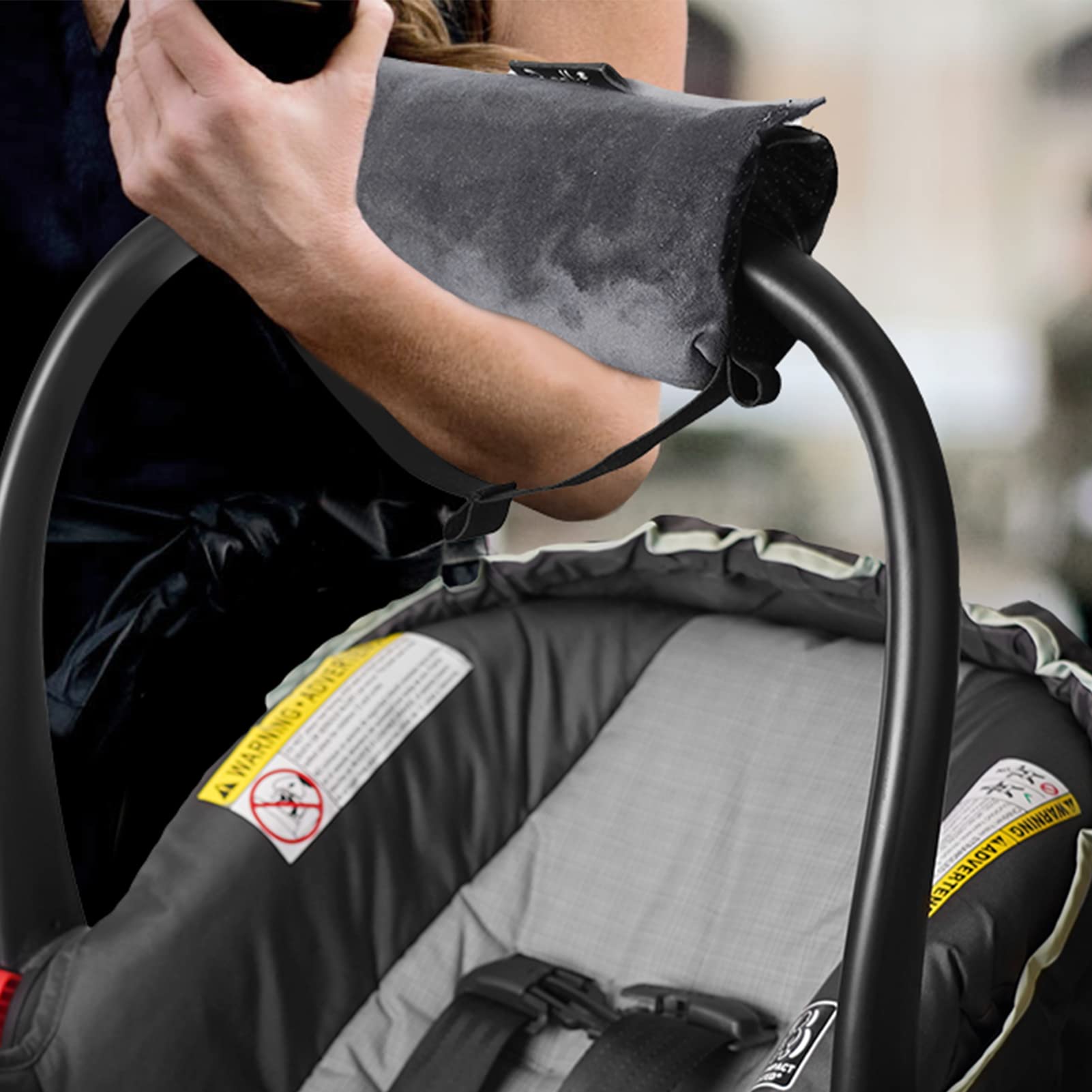 Rezlli Handle Cushion Compatible with Baby Car Seat; Arm Cushion for Infant Carrier; Universal Large Size Fits All Infant Car Seats (8 * 11β) (Grey)