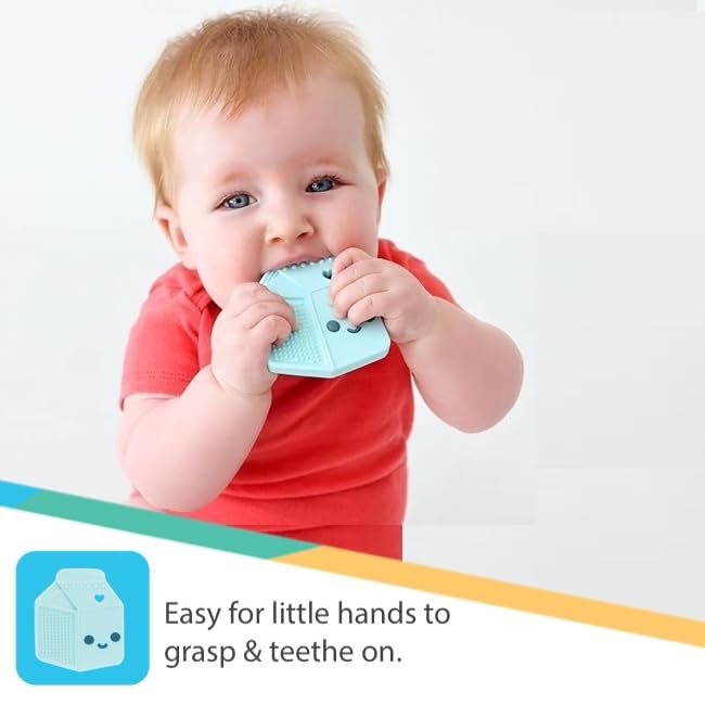 Nuby All Silicone Chocolate Chip Cookie & Milk Carton Teether β 2 Pack, 3+ Months