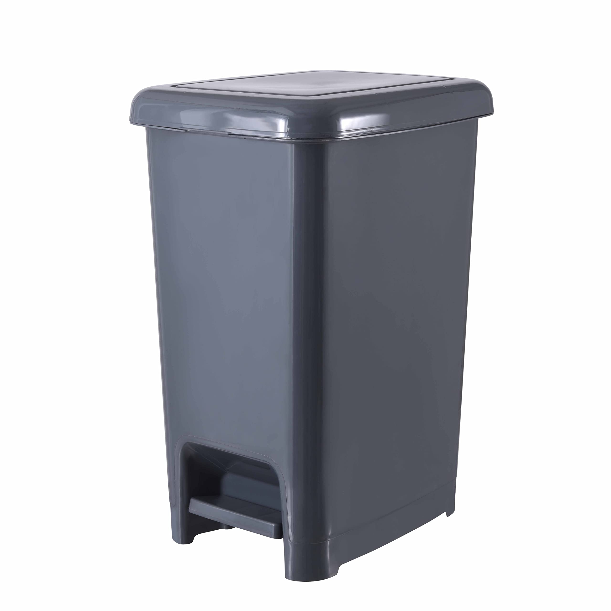 Superio Slim Trash Can with Foot Pedal – 2.5 Gallon Step-On Trash Can, Garbage Can, Small Trash Can for Bathroom, Kitchen, Office, Patio, or Backyard – Onyx Grey