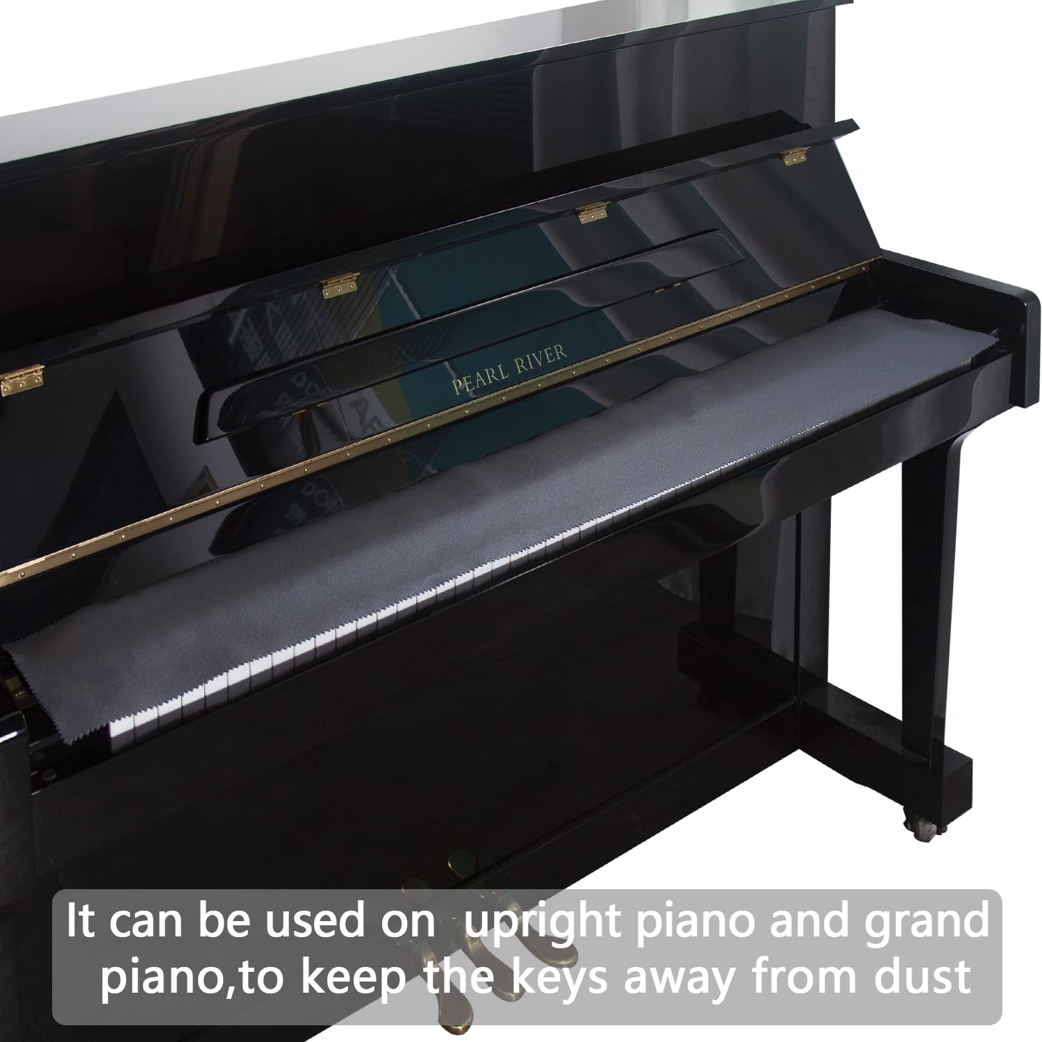 Mooson Piano Keyboard Anti-Dust Cover High Technology Fabric Key Cover Cloth Fit For Upright Piano, Electric Piano & Grand piano (Dark blue) (Black)