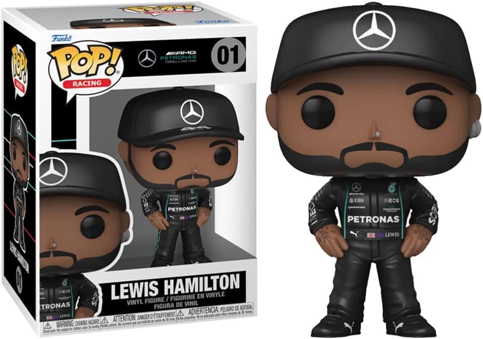 POP Racing: Formula One - Lewis Hamilton (AMG Petronas) Funko Vinyl Figure (Bundled with Compatible Box Protector Case), Multicolor, 3.75 inches