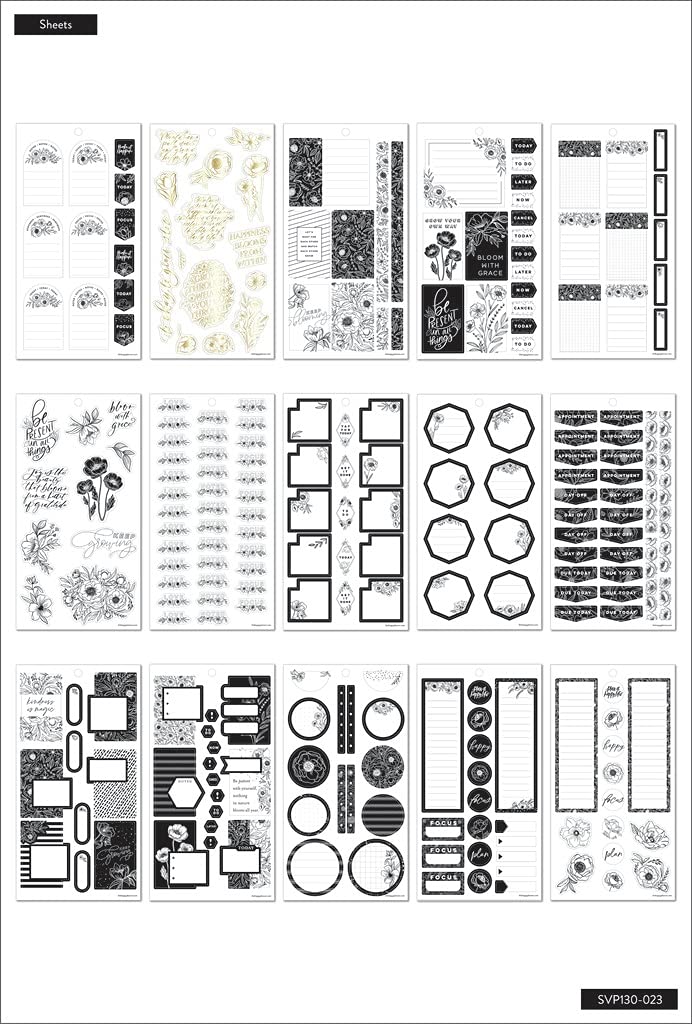 Me & My Big Ideas Happy Planner STCKRS BLMS, Fancy Blooms