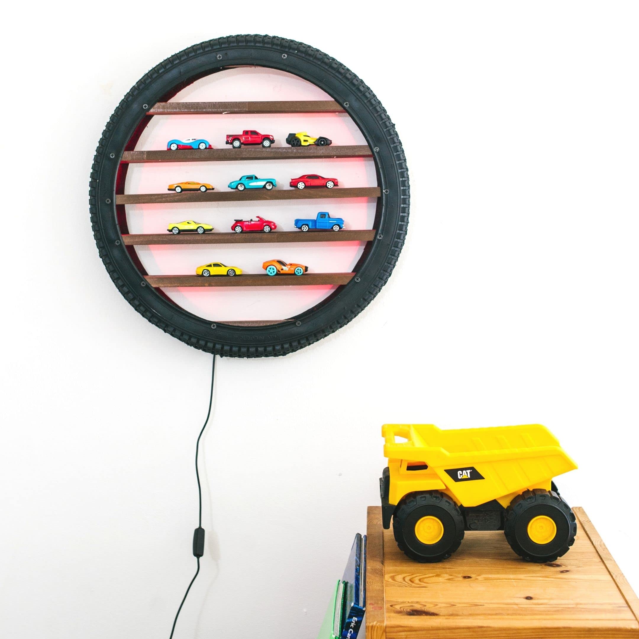 Now! Decor Display Shelf for Hot Wheels and Toy Cars - 20'' | Hot Wheels Storage | Hot Wheels Display Case | Matchbox Cars Storage Case | Model Car Display Case | Car Decor for Boys (Red)