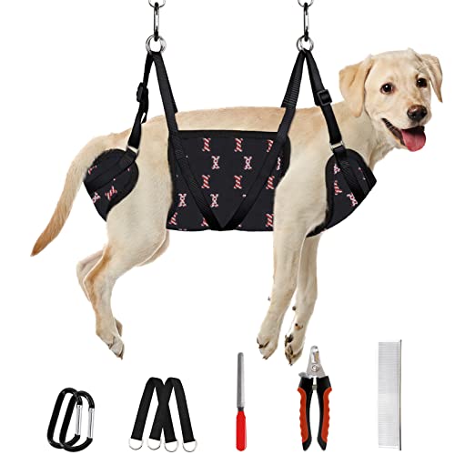 Supet Dog Grooming Hammock Harness for Cats Dogs, Relaxation Pet Grooming Hammock Restraint Dog & Small Animal Leashes Sling for Grooming Dog Grooming Helper for Nail Trimming Clipping Grooming