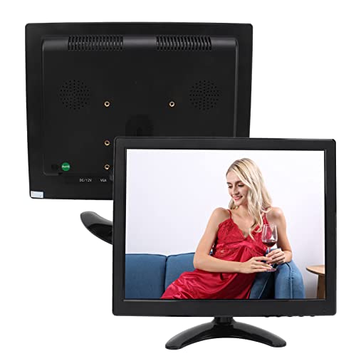 VGA AV BNC USB DC Input Monitor, 12.1in TFT LED Monitor Dual Speakers Multifunctional Easy Installation Portable 100‑240V with Remote Control for DVRs (US Plug)
