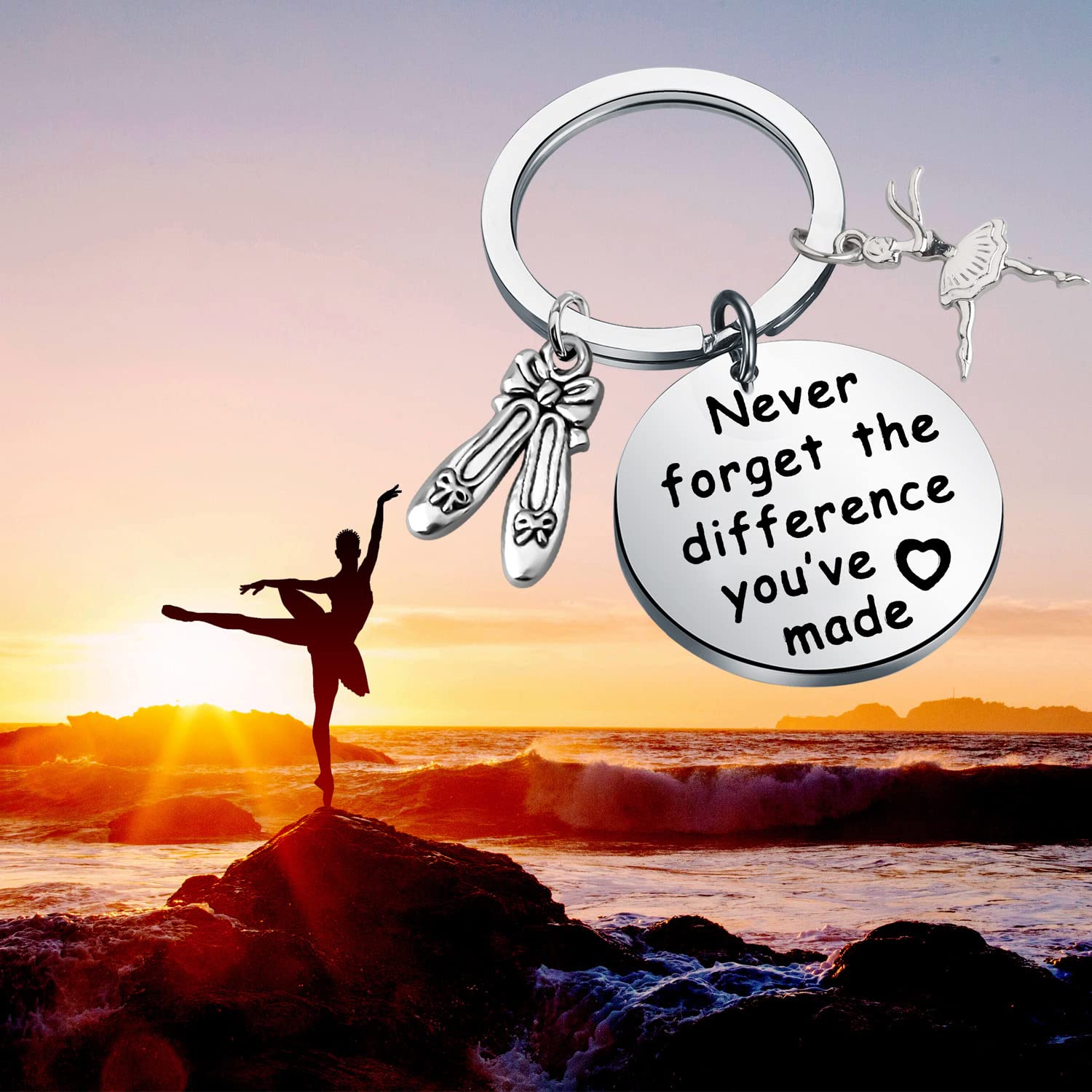 MYOSPARK Dance Keychain Ballet Dancing Gifts Dance Team Jewelry Dance Recitals Gift Never Forget The Difference You’ve Made (Ballet difference KC)