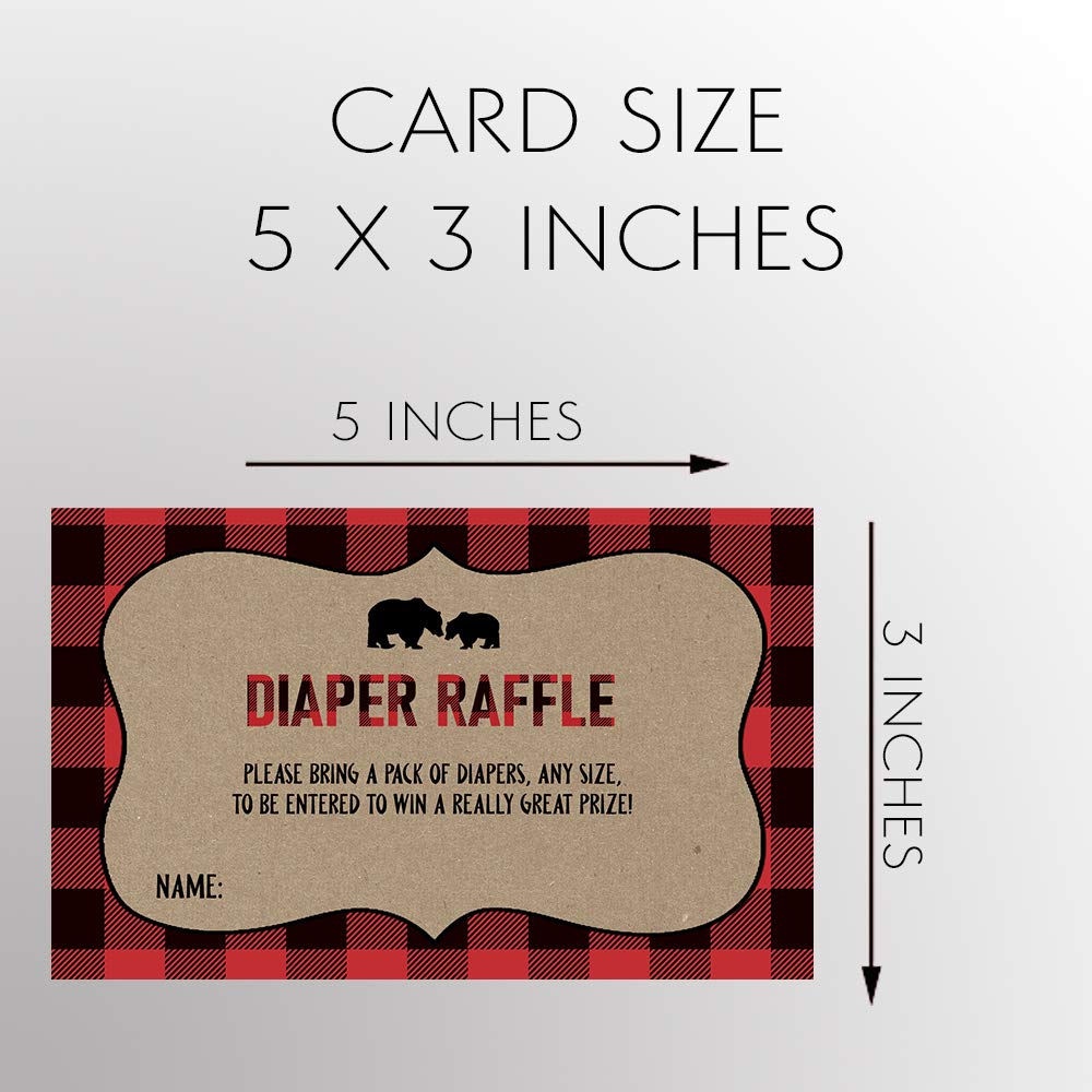 Lumberjack Diaper Raffle Tickets Baby Shower Boy Baby Shower Boys Red Plaid Buffalo Check Plaid Kraft Bear Momma Bear Diaper Raffles Raffle Tickets 25 Pack Printed Diaper Inserts