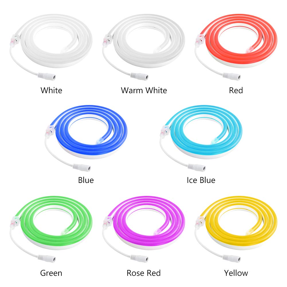 LanM Epoch Neon LED Strip Light|with DC Power Adaptor 3.3ft/1m 12V DC 120 SMD2835 LEDs Waterproof Flexible LED NEON Light for Indoors Outdoors Decor (Ice Blue)
