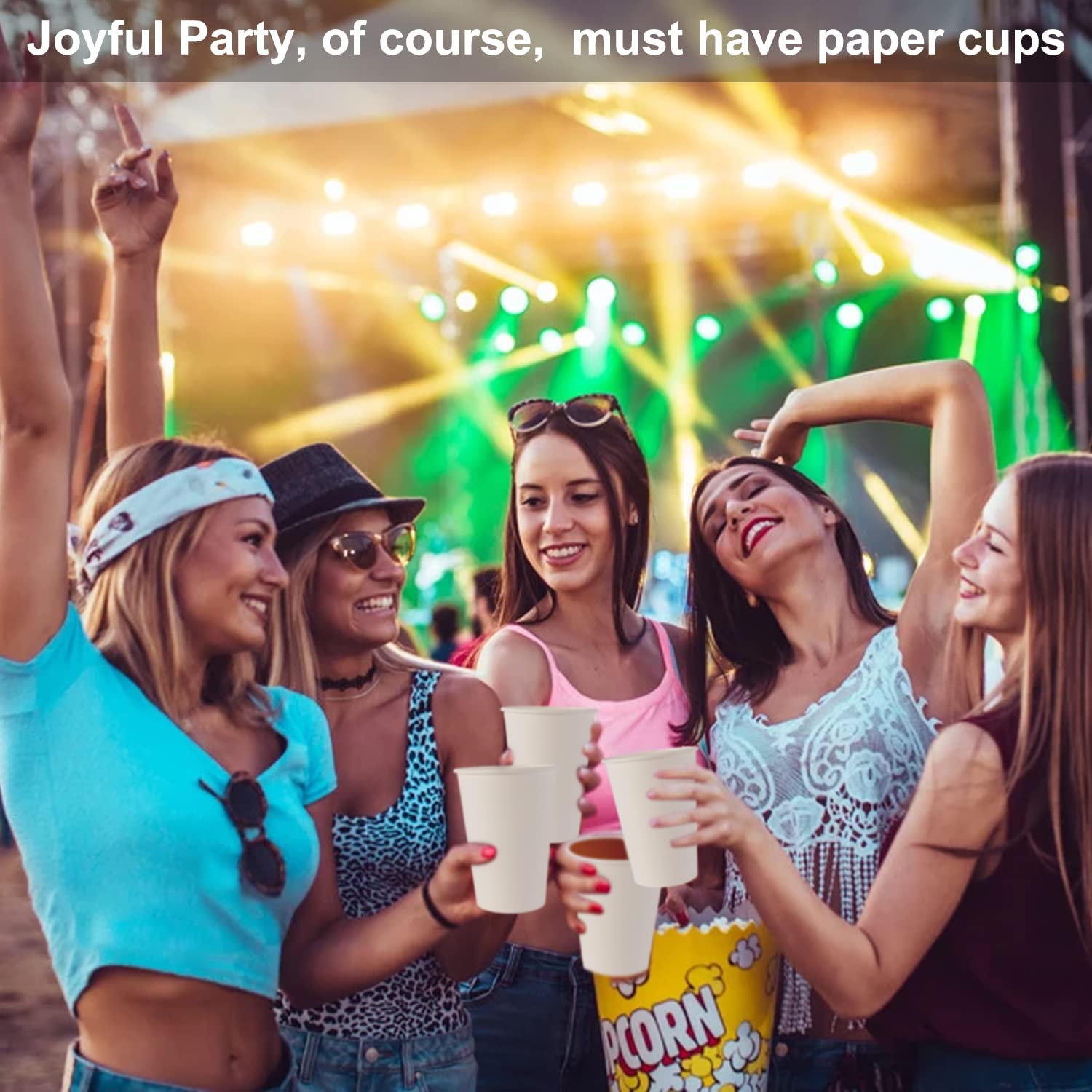 Luck-Mart 【16 oz 100 Pack 】Paper Cups, Paper Coffee Cups 16 Hot Water Caps oz, White
