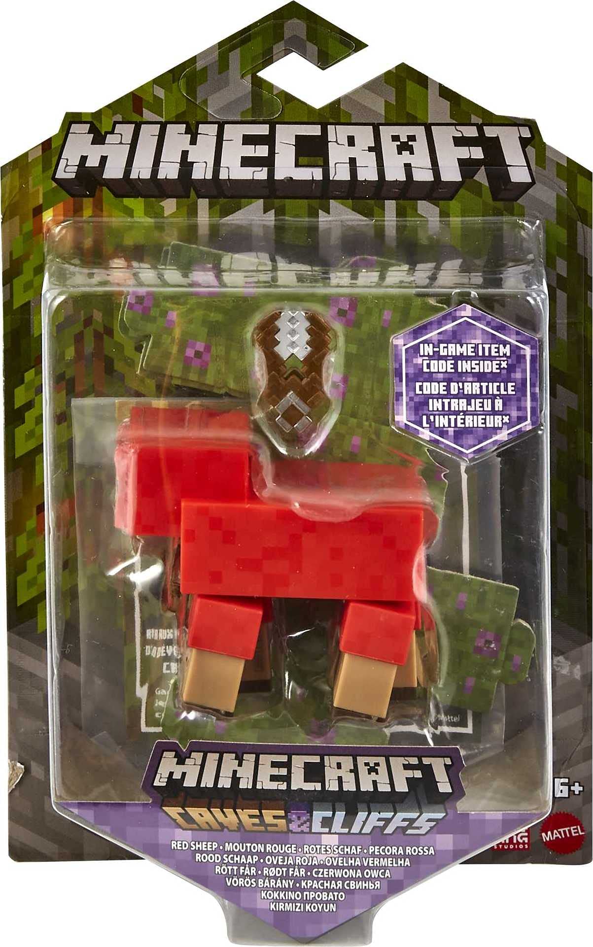 Minecraft Craft-A-Block Sheep Figure, Authentic Pixelated Video-Game Characters, Action Toy to Create, Explore and Survive, Collectible Gift for Fans Age 6 Years and Older