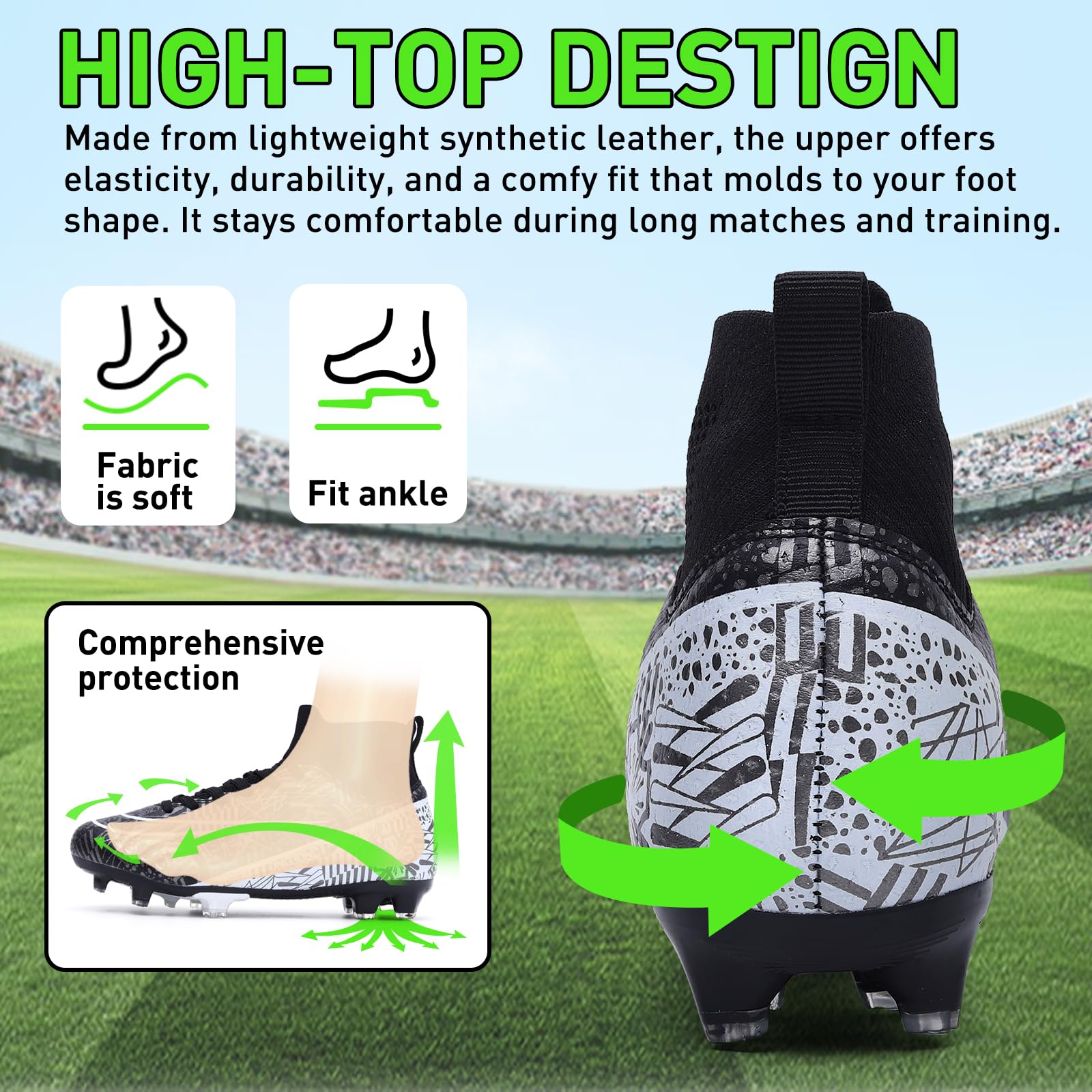 Mens Soccer Cleats Women Football Cleats Tacos De Futbol para Hombre Soccer Shoes Football Shoes for Turf Futsal Shoes Cleats Football Turf Cleats Professional Football Training Boots AG FG