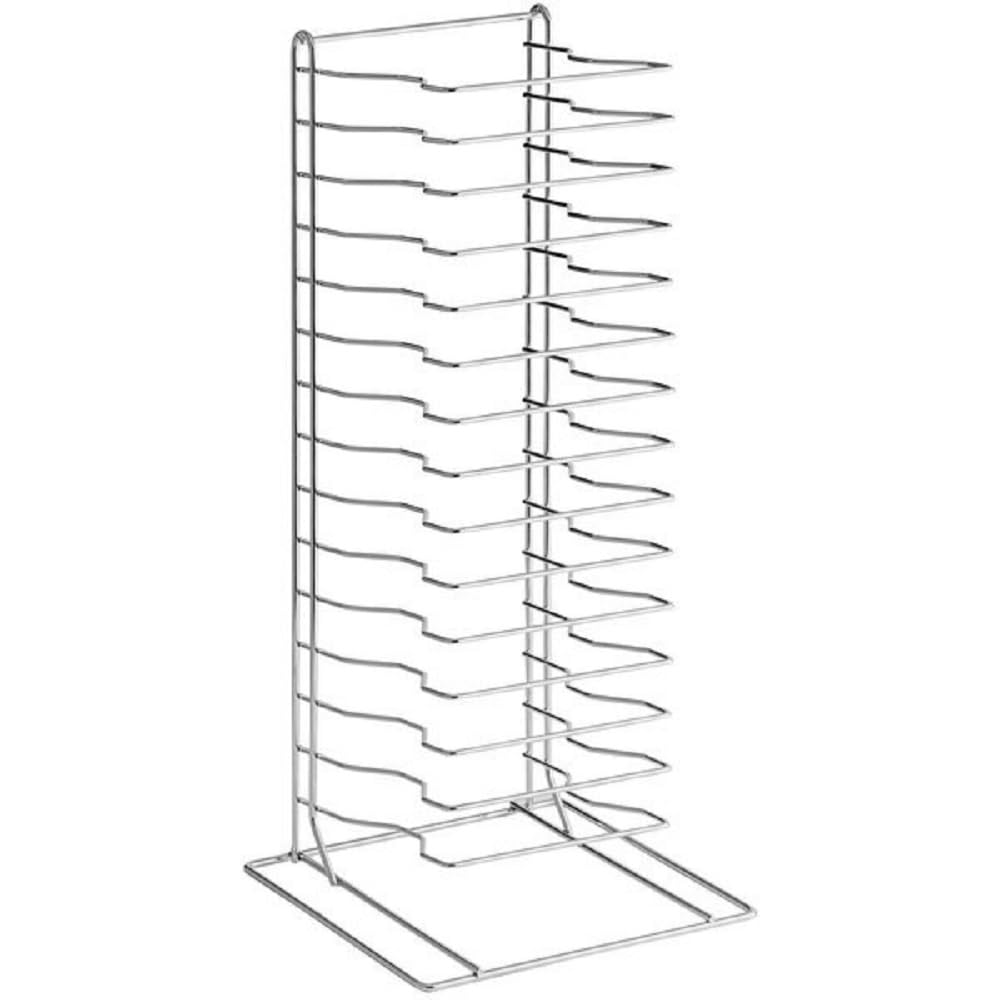 TrueCraftware- 15 Tier Chrome Plated Pizza Pan Rack- Pizza Pan Rack Holder Safe Sturdy 15- Slot Pizza Pan Rack for Pizza Pan Pizza Trays Pizza Screens for Home Kitchen Restaurant Catering